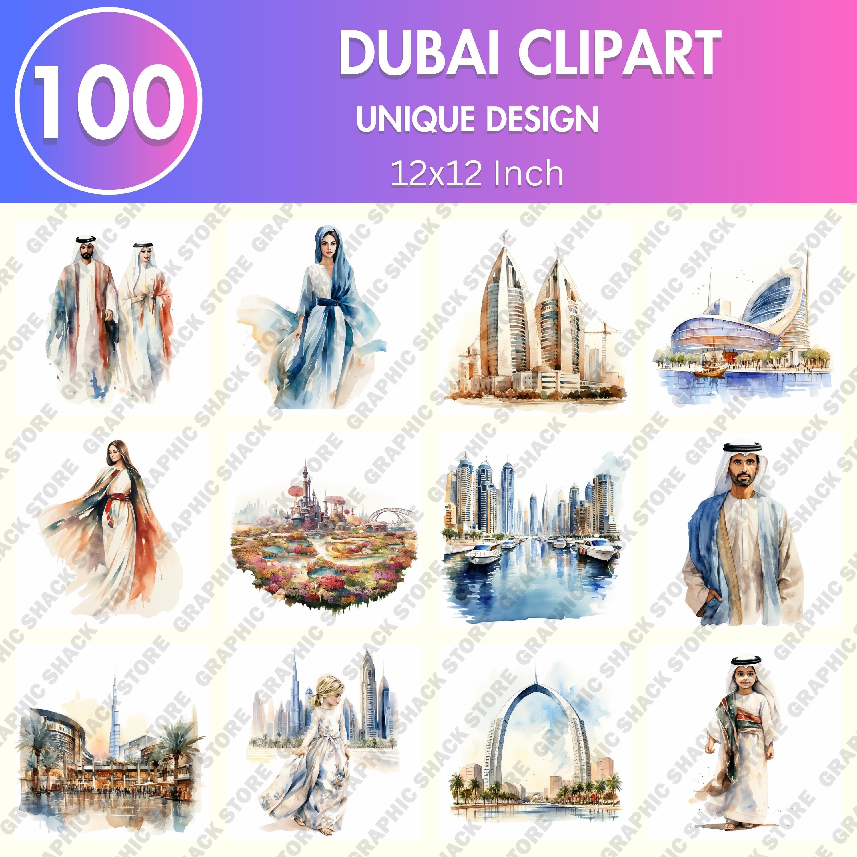 100 Watercolor Dubai PNG Clipart Bundle, Dubai Summer Travel, Landmark ...