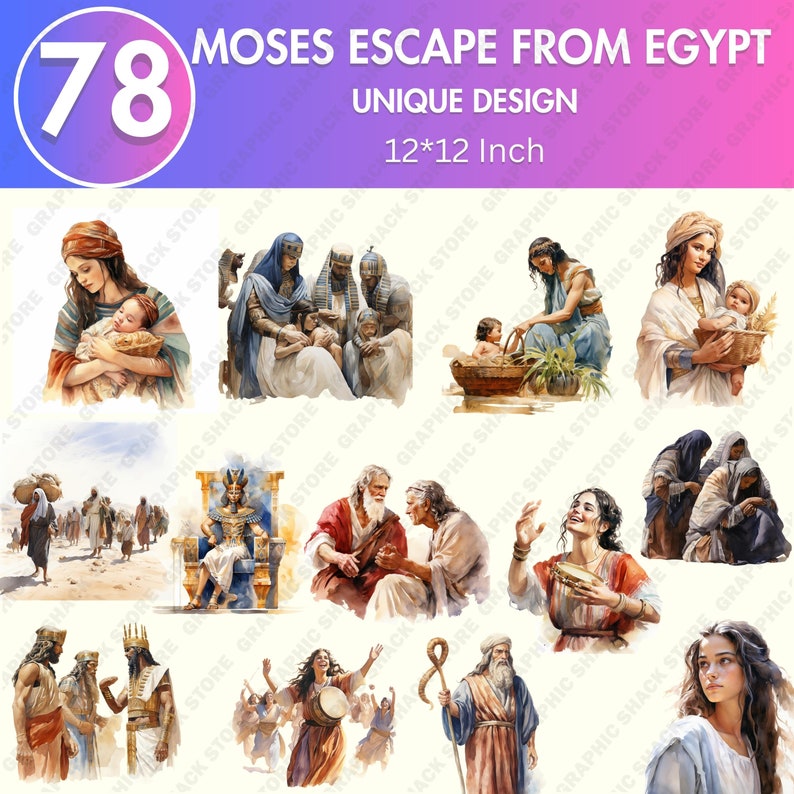78 PNG Watercolor Moses Escape From Egypt Clip Art | Christian ...