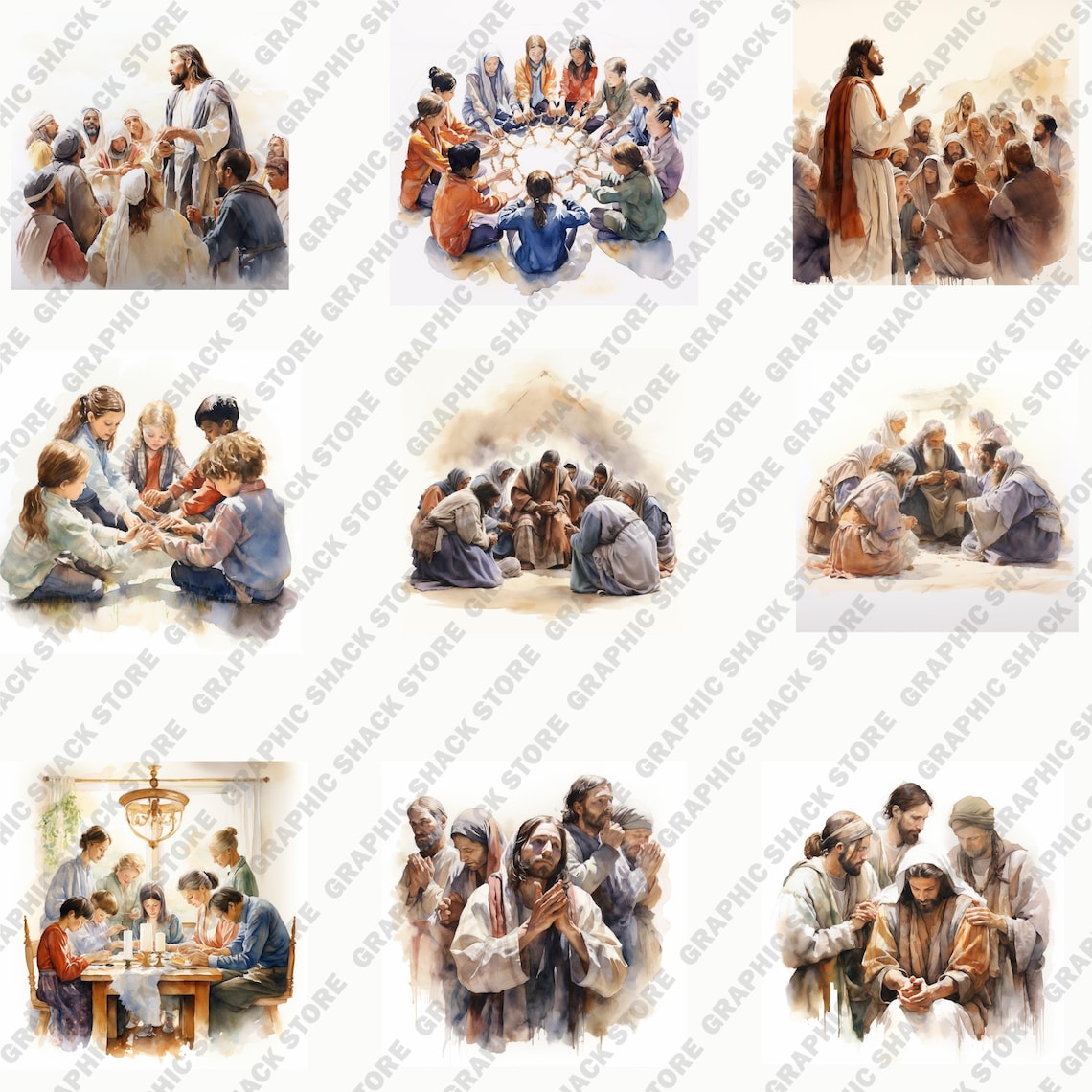 65 Watercolor the Lords Prayer Clipart | | Christian Religious Bible ...