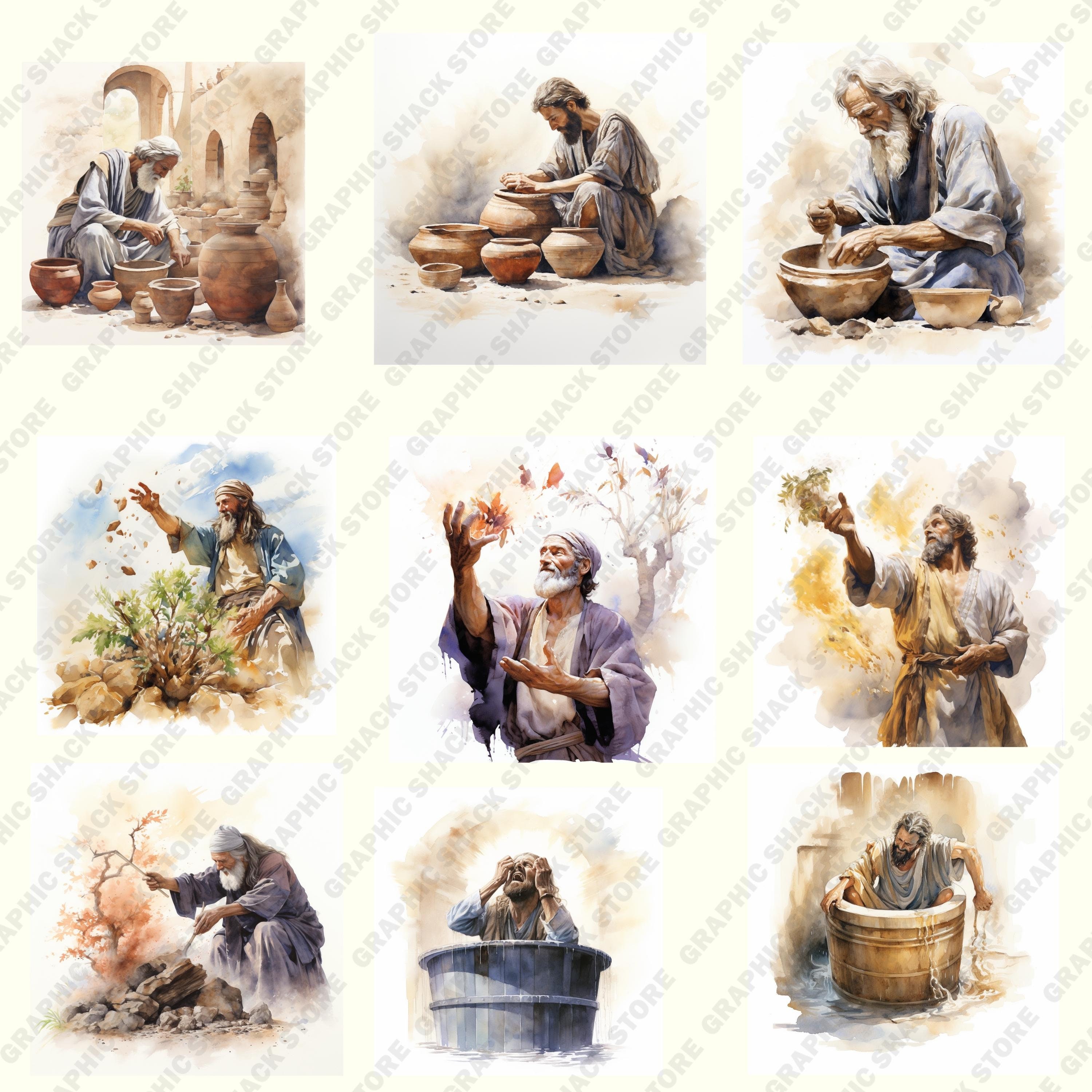 93 Watercolor PNG Prophet Jeremiah Clip Art Christian Religious Bible ...
