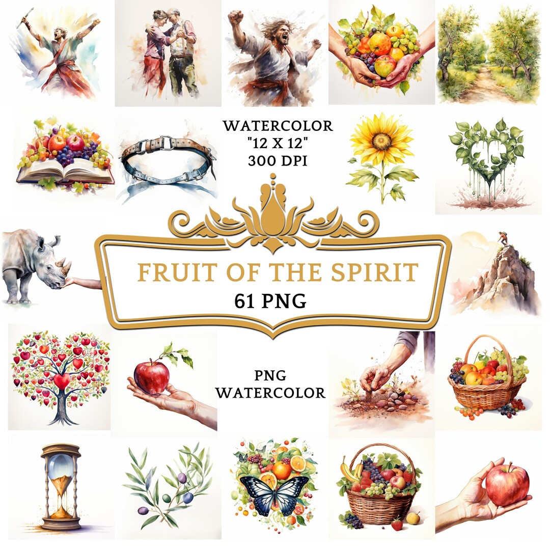 61 Watercolor Fruit of the Spirit Clipart | Christian Religious Bible ...