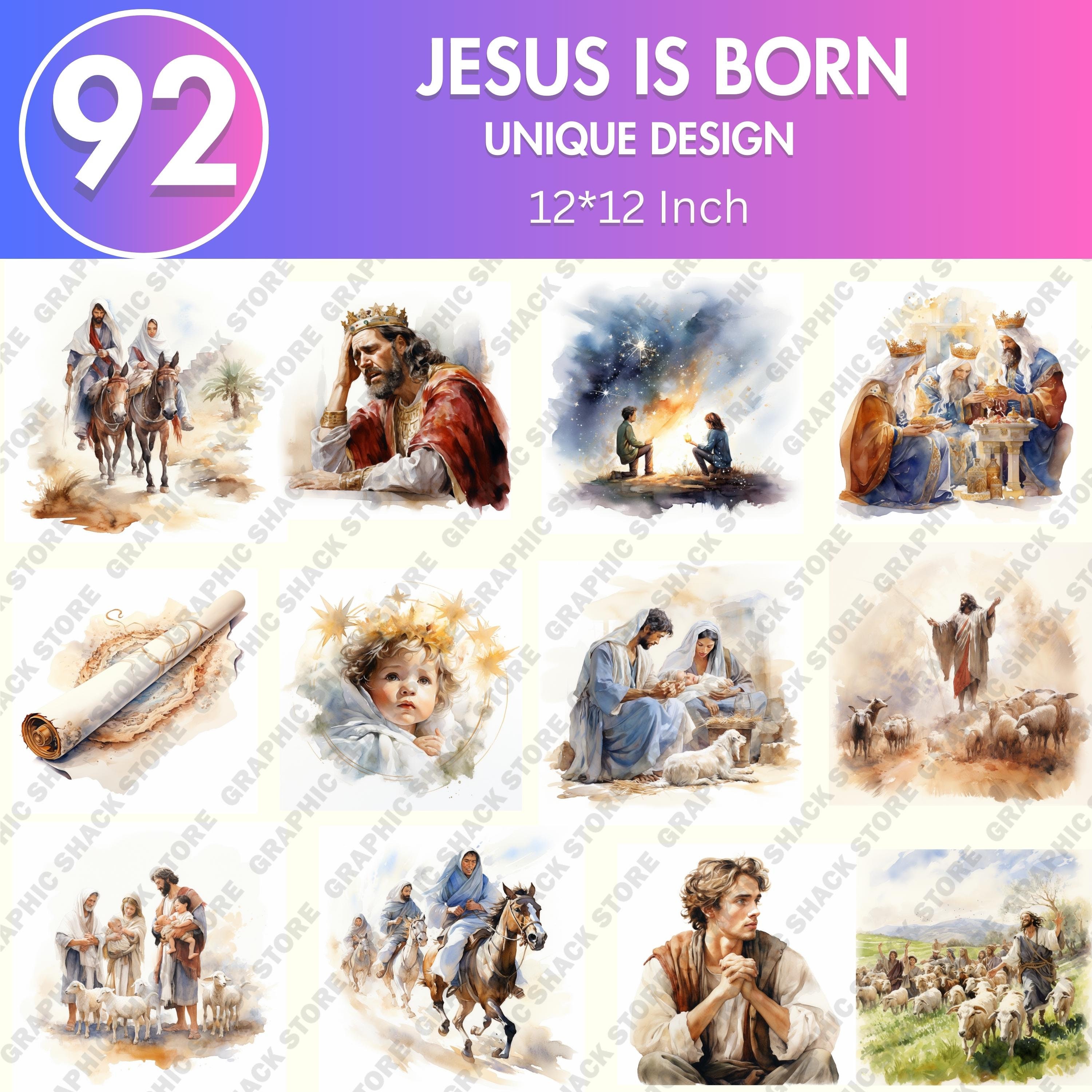92 PNG Watercolor Jesus is Born Clip Art Christian Religious Bible ...