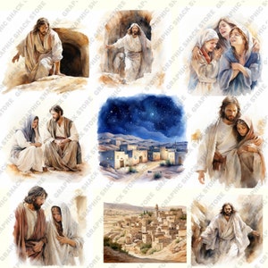 99 Watercolor Jesus Brought Lazarus Back to Life Clipart, Christian ...