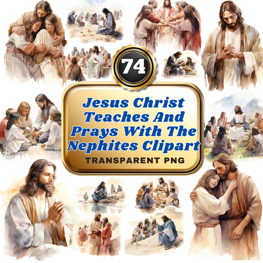 74 Watercolor Jesus Chirst Blesses the Children Clipart, Divine ...