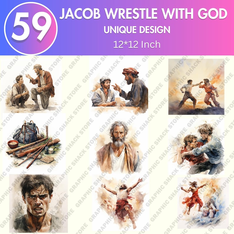 59 PNG Watercolor Jacob Wrestle With God Clip Art | Christian Religious ...