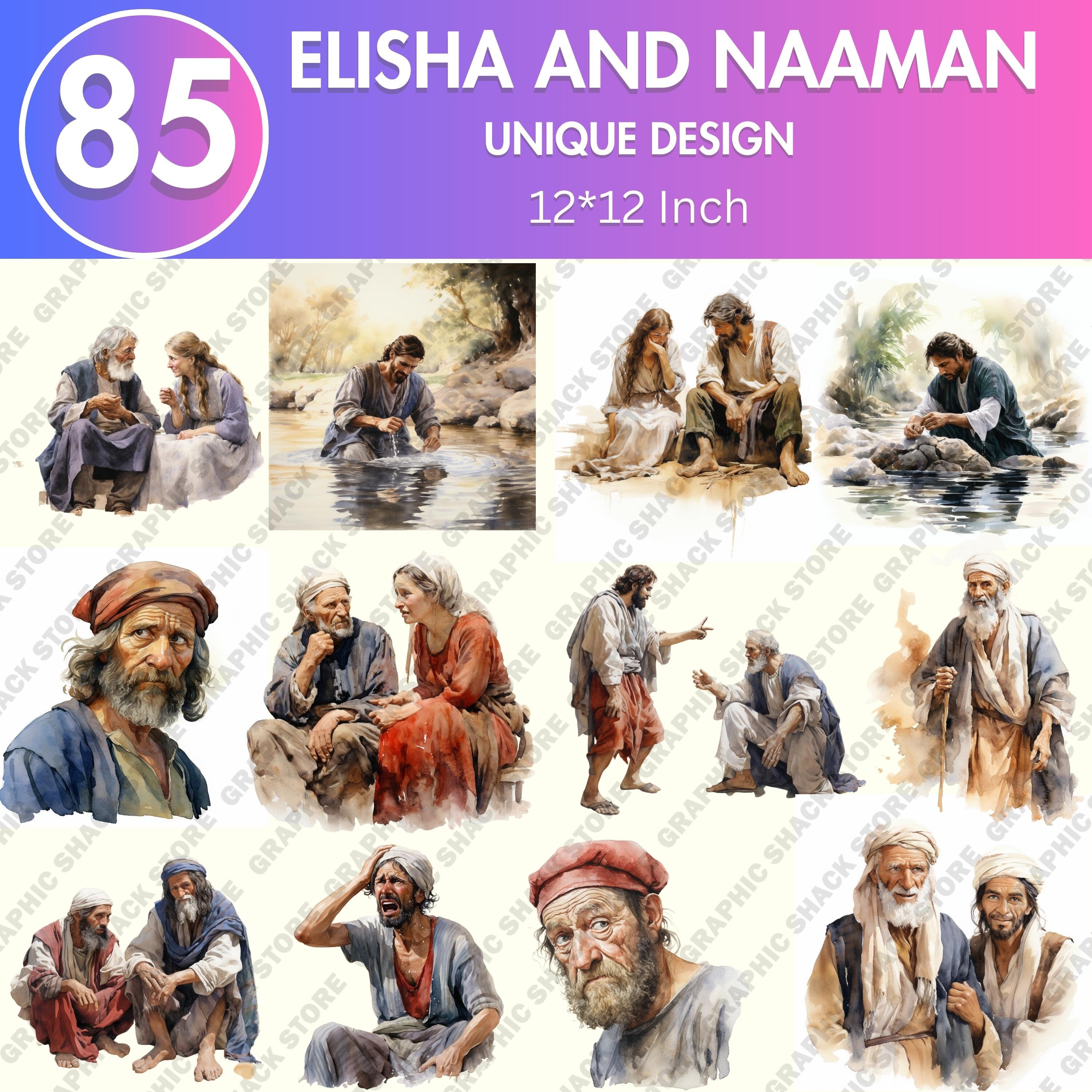 85 PNG Watercolor Elisha and Naaman Clip Art Christian Religious Bible ...