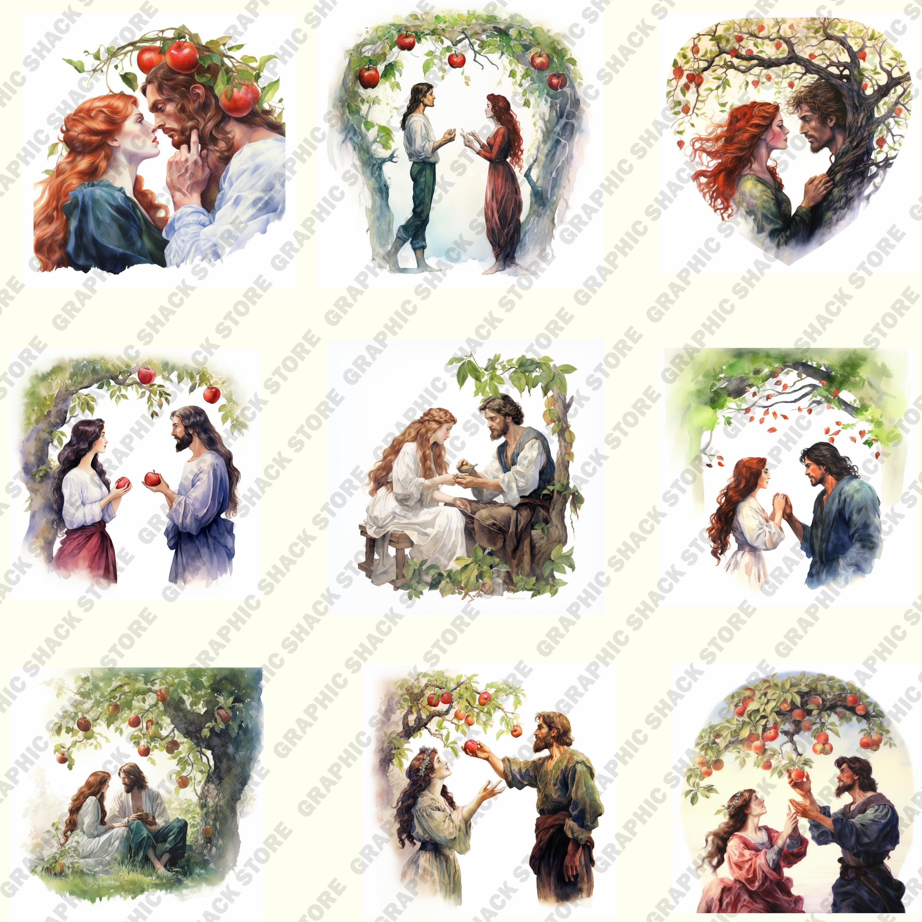 61 PNG Watercolor Adam and Eve Clip Art Christian Religious Bible Based ...