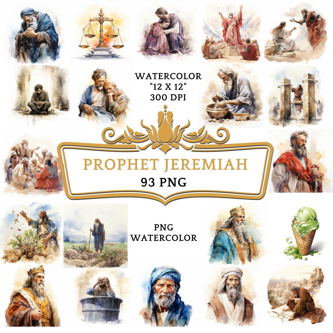 93 Watercolor PNG Prophet Jeremiah Clip Art | Christian Religious Bible ...