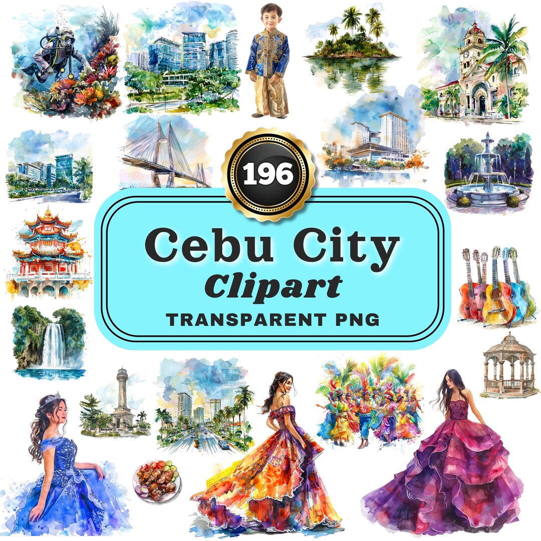 196 Watercolor Cebu City PNG Clipart, Tropical Cebu Scenic Cityscapes ...