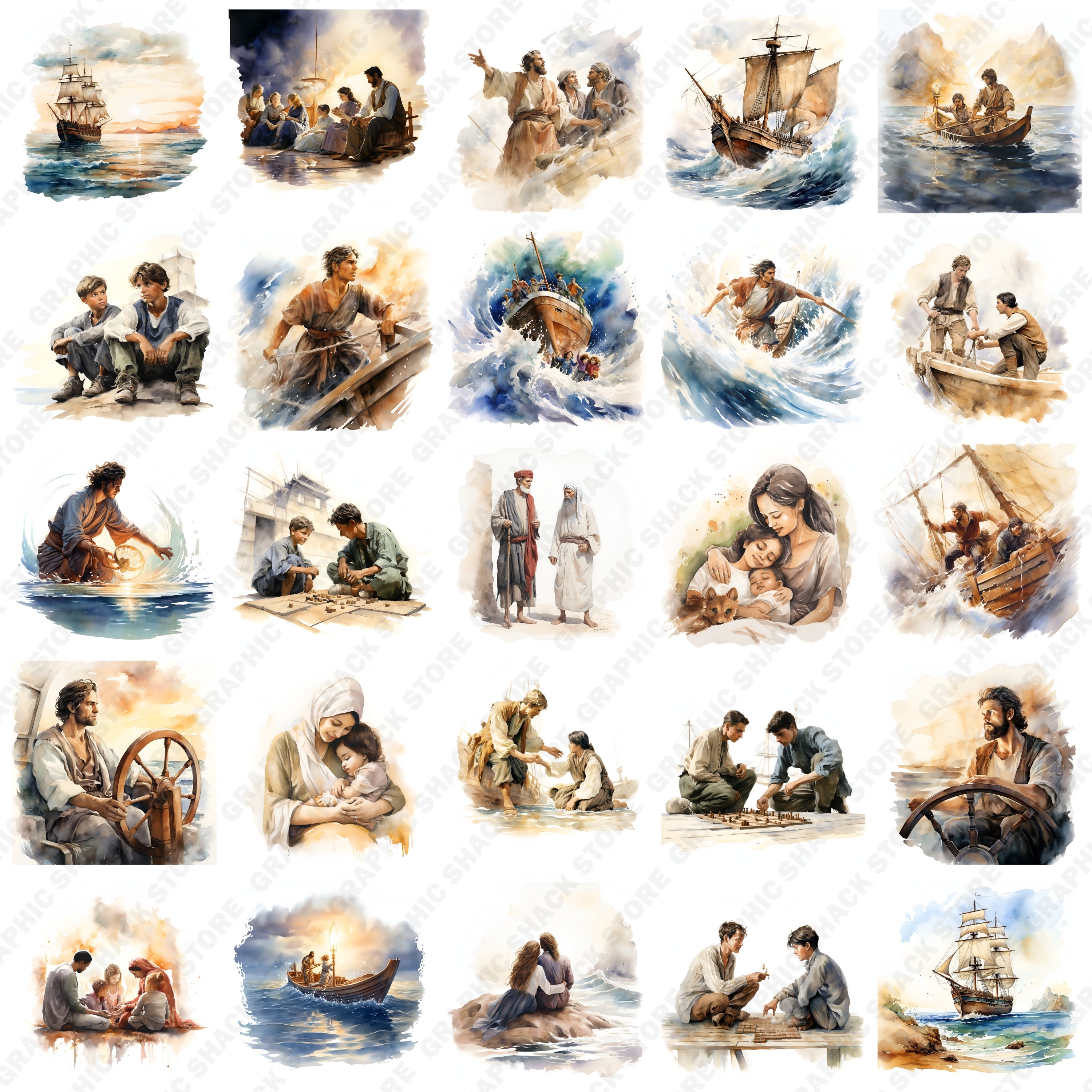 60 Watercolor Crossing the Sea PNG Clipart, Voyage of Faith:- Crossing ...