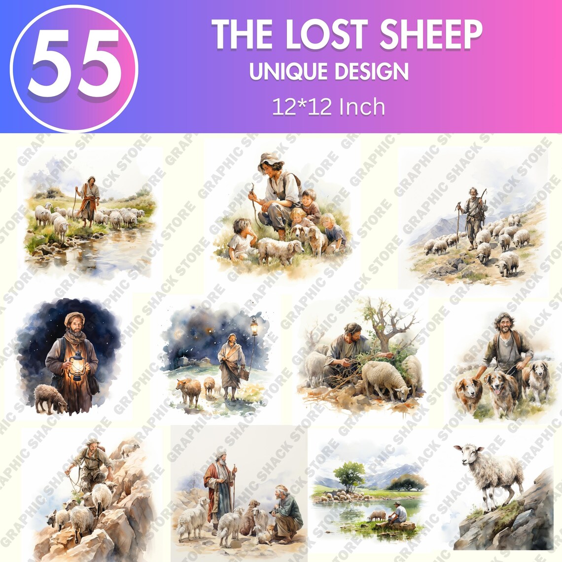 55 PNG Watercolor the Lost Sheep Clip Art, Christian Religious Bible ...