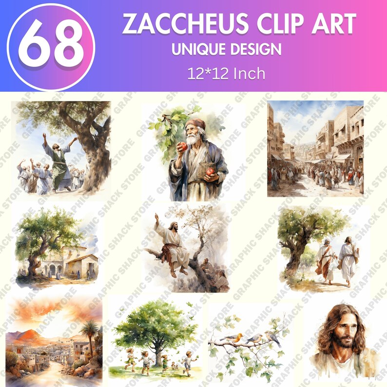 68 Watercolor Zaccheus Clip Art Christian Religious Bible Based Story ...