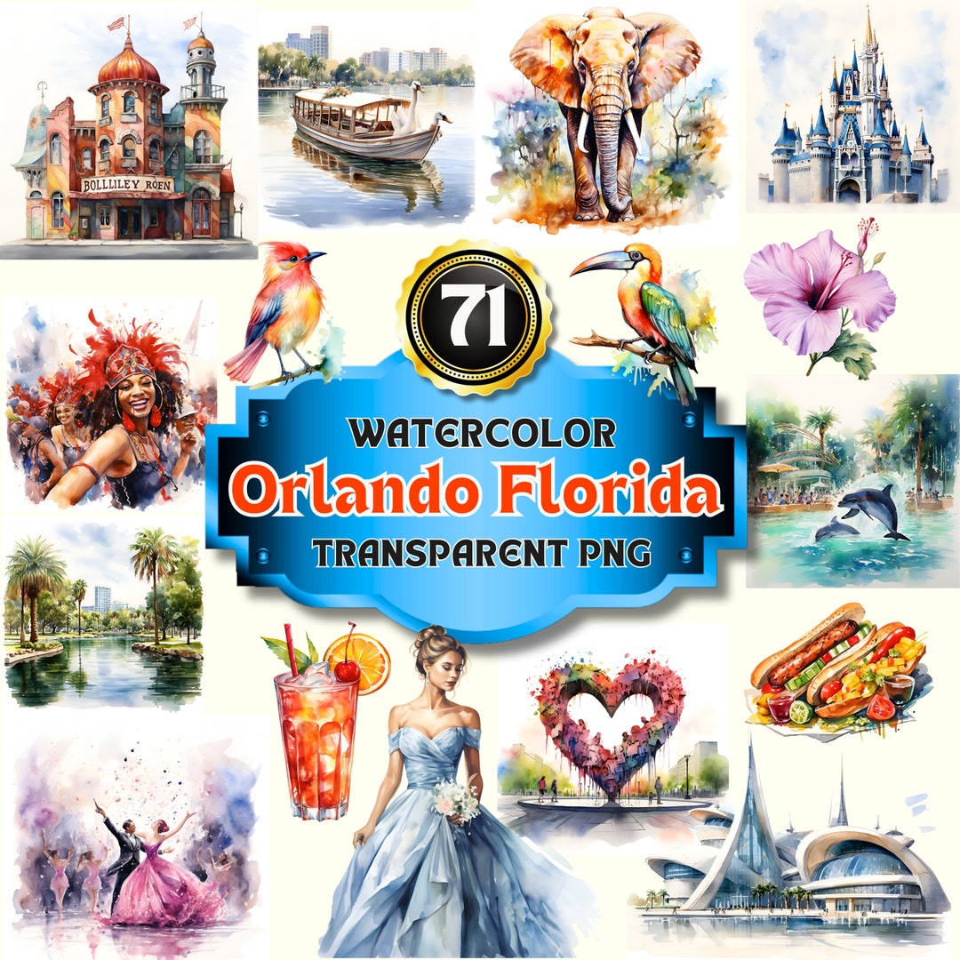 71 Watercolor Orlando Florida Clipart | American Summer Travel Clip Art ...