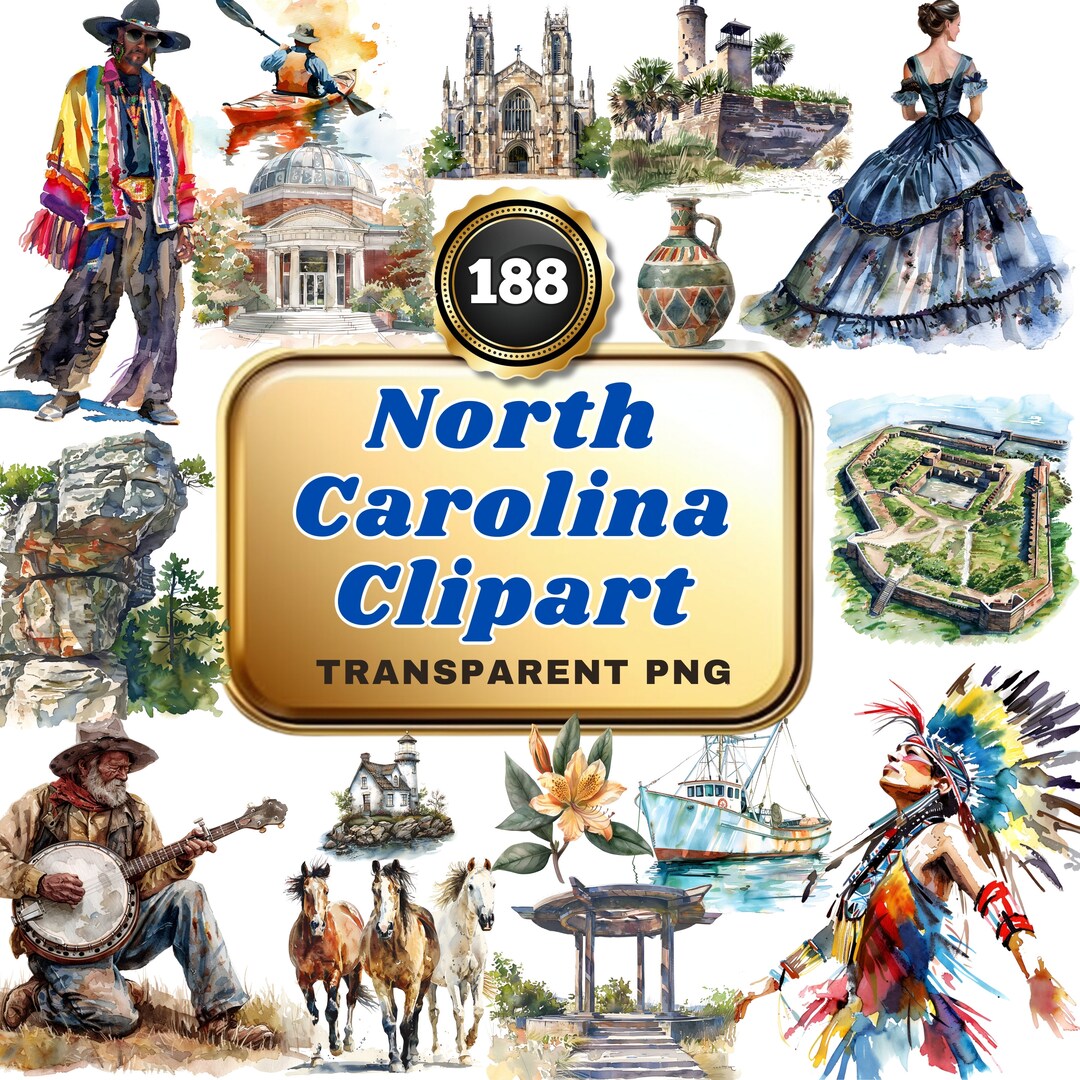 188 Watercolor North Carolina Cliparts - Picturesque Landmark and ...