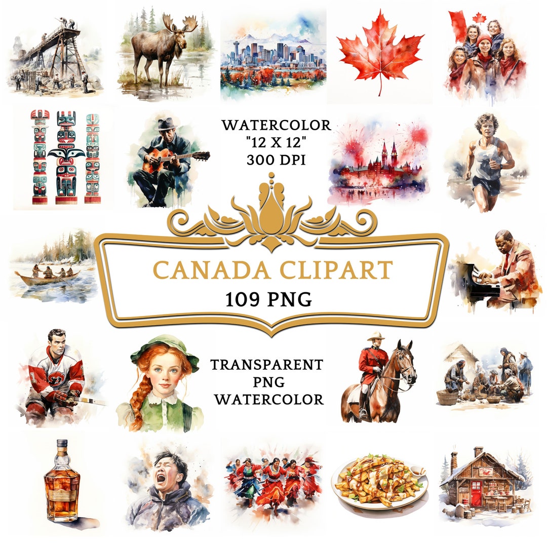 109 Watercolor Canada PNG Clipart Bundle, Canadian Summer Travel ...
