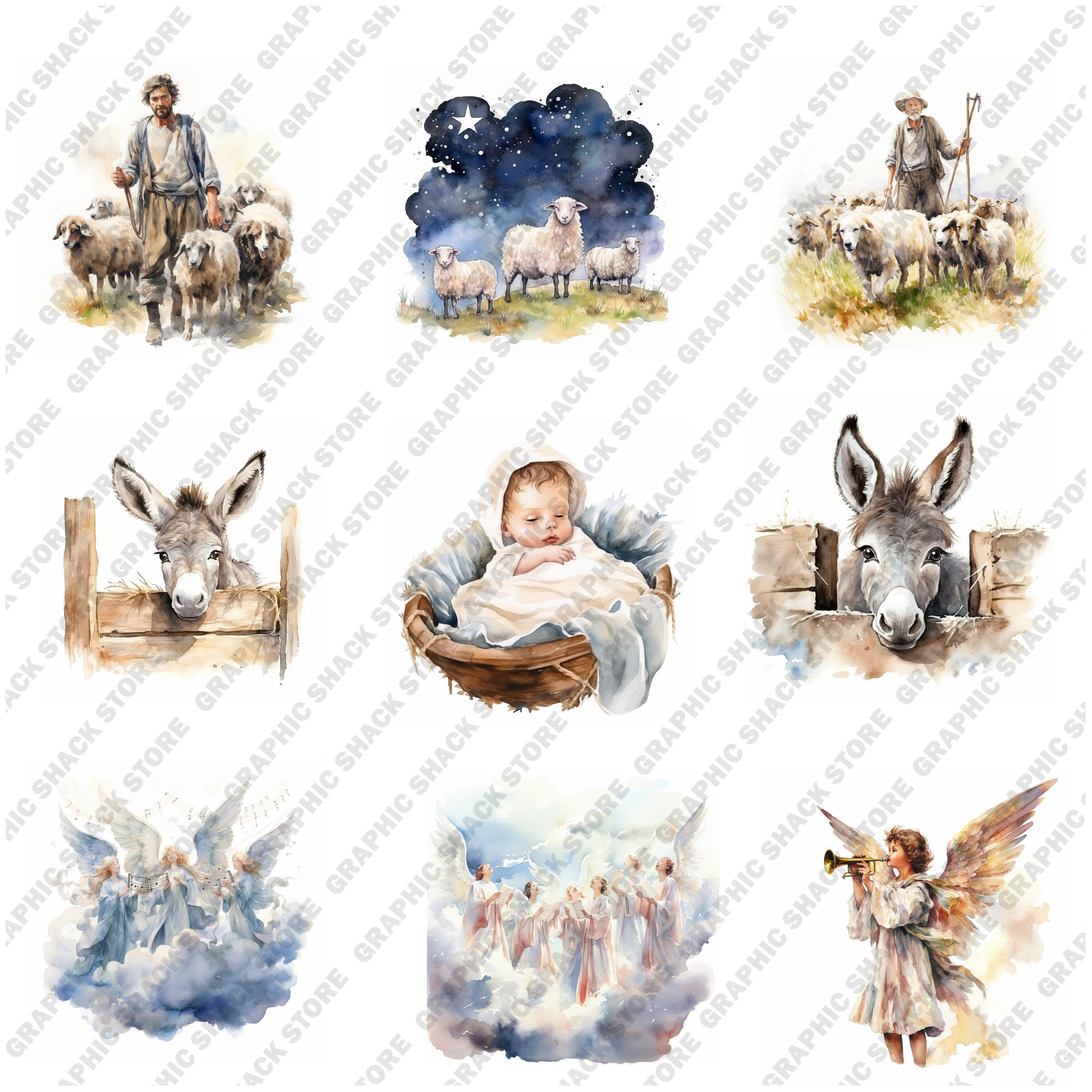 58 PNG Watercolor Nativity Scene Clipart | Manger Scene Clipart Bundle ...