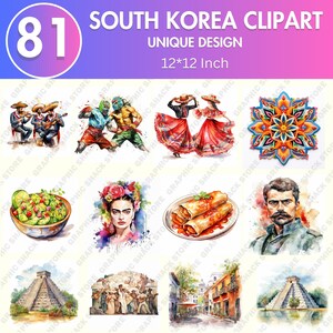 81 "watercolor Mexico PNG Clipart Bundle, Mexico Travel Clipart ...