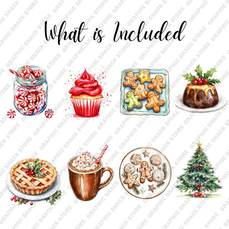 95x Watercolor Classic Christmas Clipart Bundle - Nostalgic Holiday PNG ...
