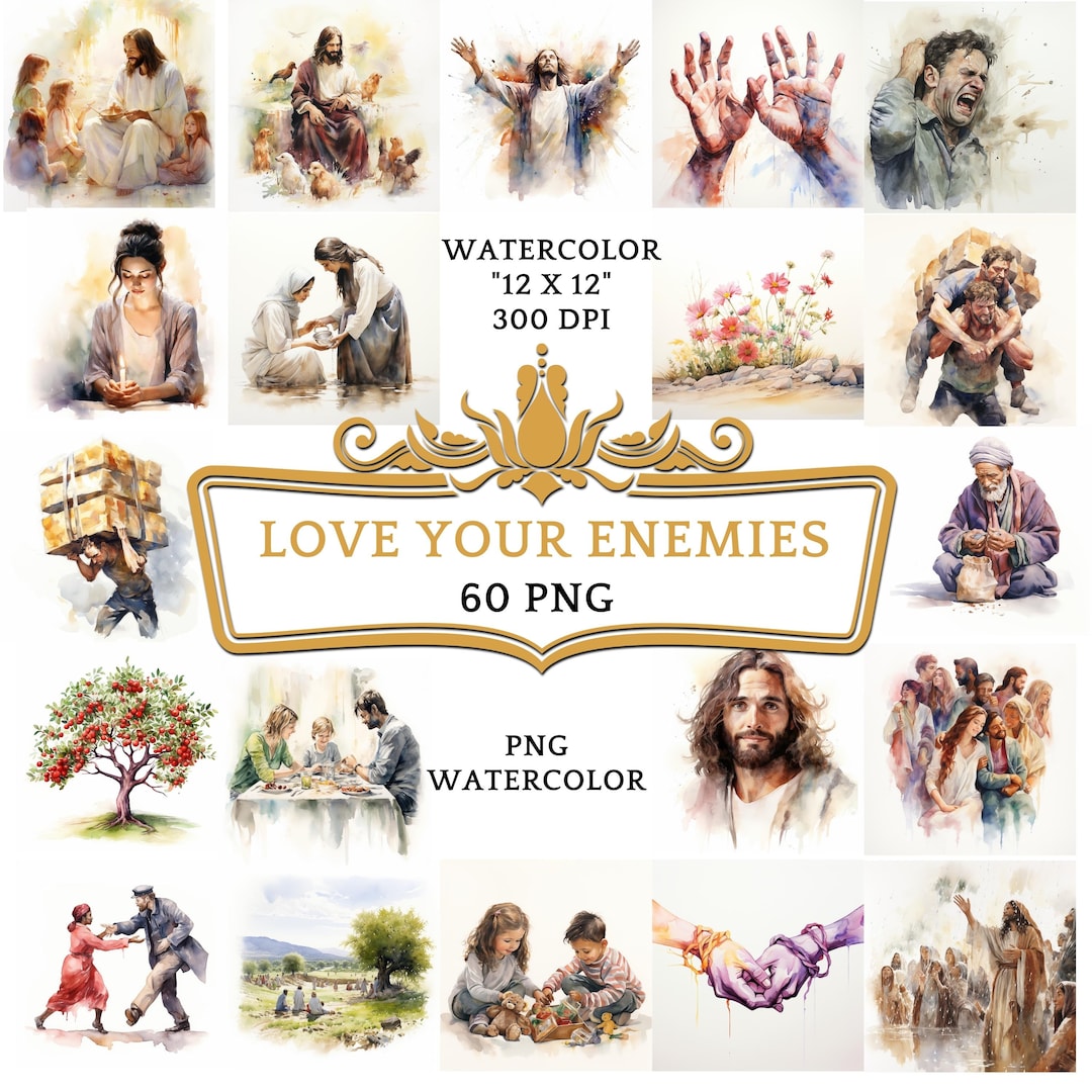 60 Watercolor Love Your Enemies Clipart | Christian Religious Bible ...