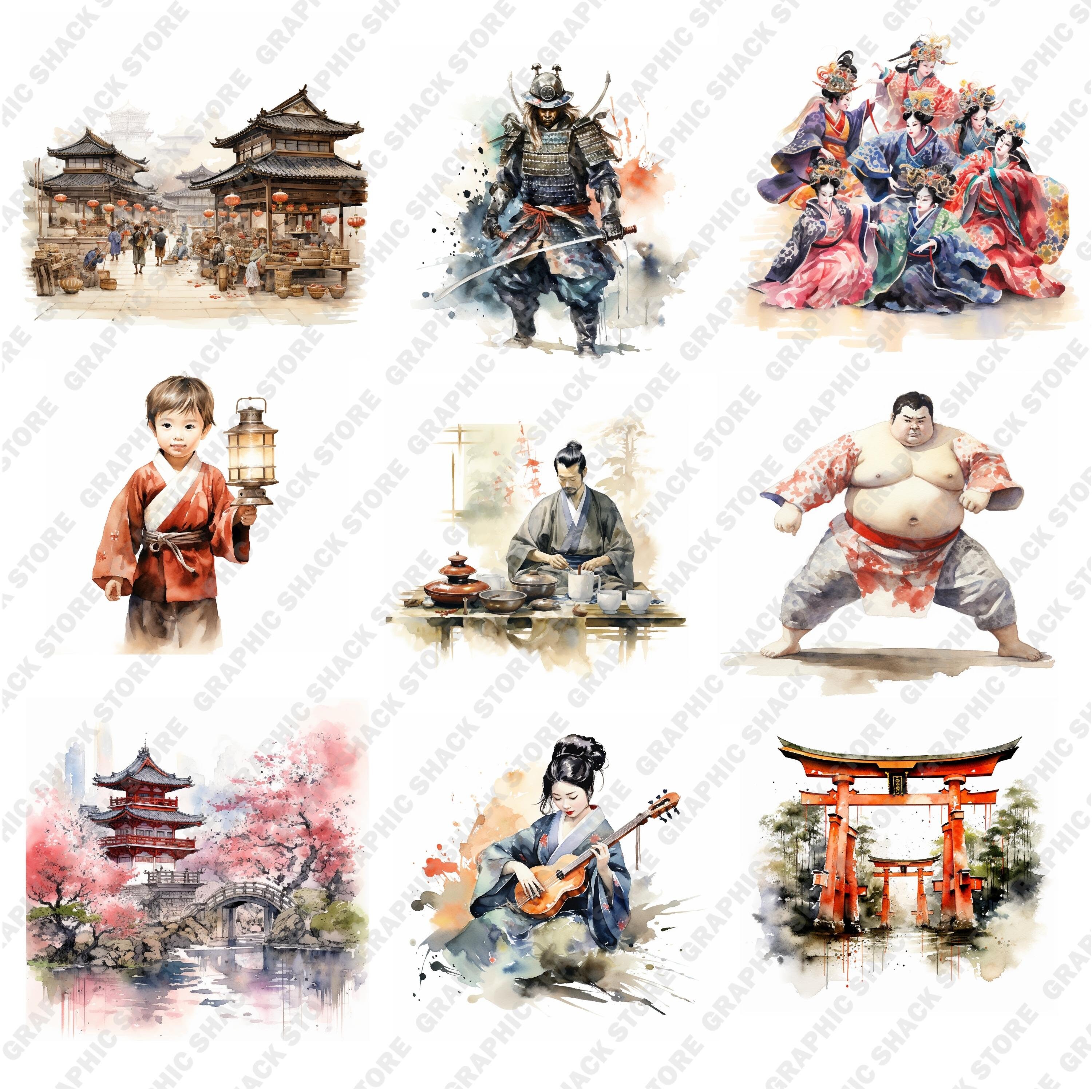 65 Watercolor Japan PNG Clipart Bundle, Japanese Travel Clip Art, Tokyo ...