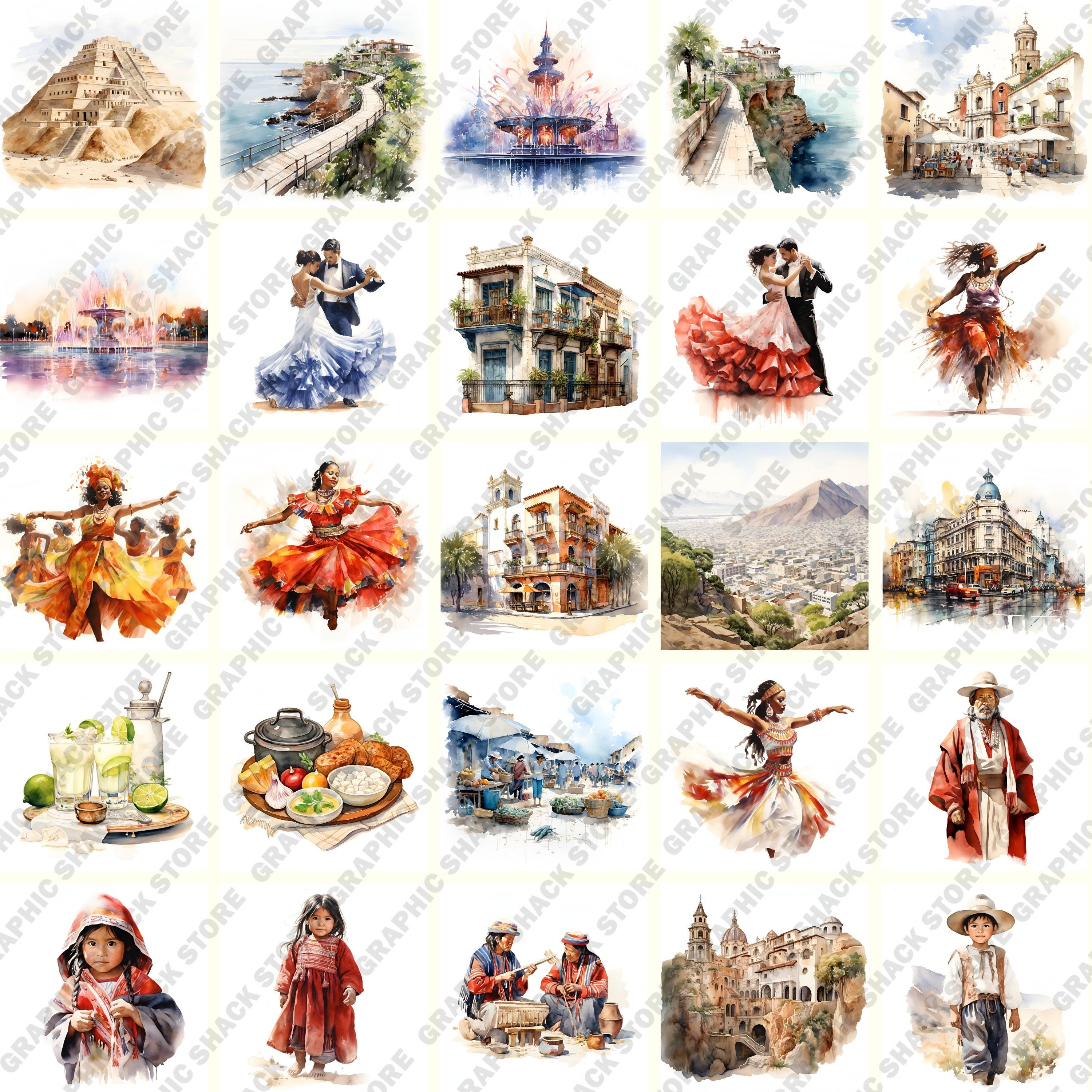 99 Watercolour Peru Clipart Bundle, Peruvian Landmarks Clipart for ...