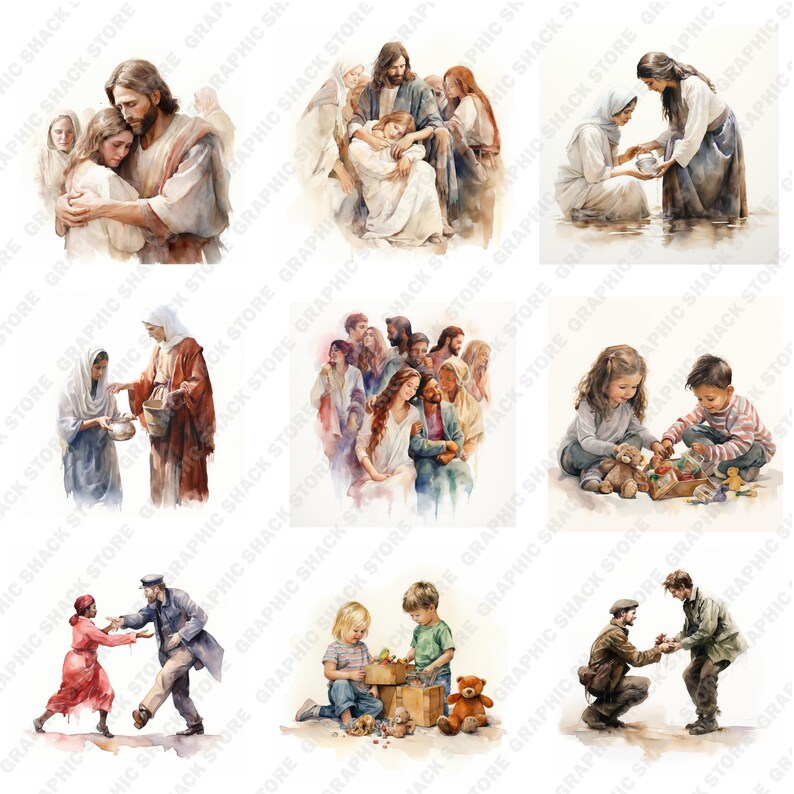 60 Watercolor Love Your Enemies Clipart Christian Religious Bible Based ...