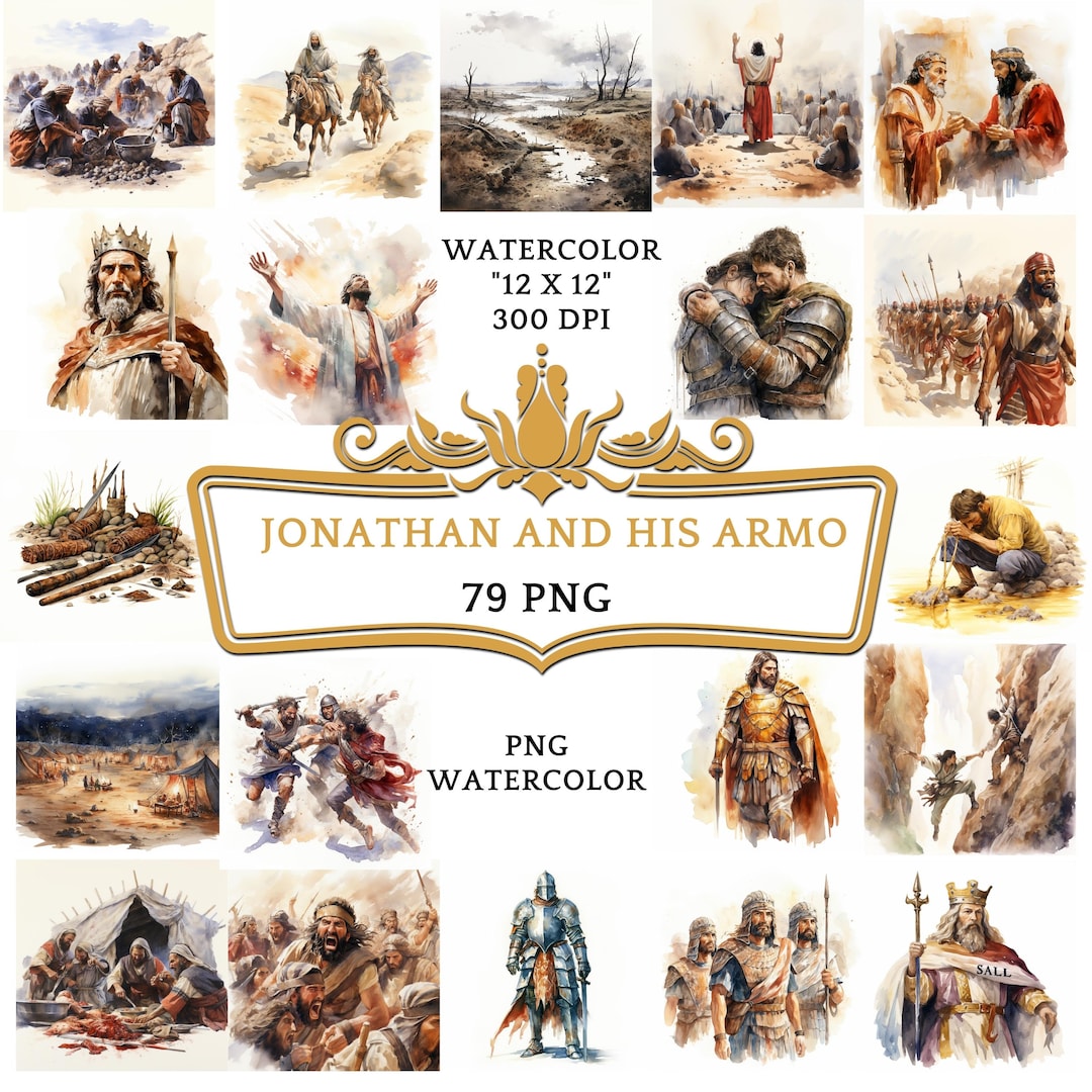 79 Watercolor Jonathan and His Armor Bearer Clip Art | Christian ...