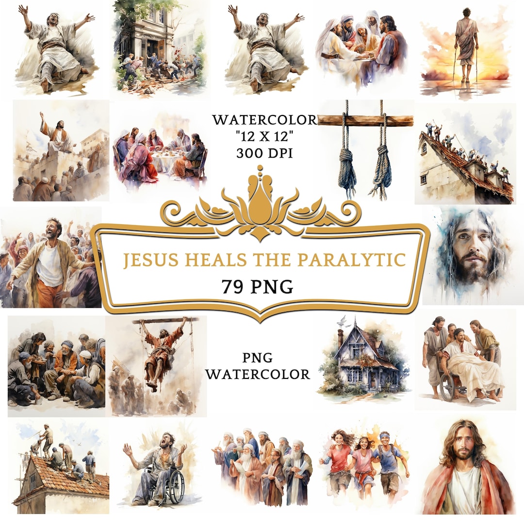 79 PNG Watercolor Jesus Heals the Paralytic Clipart | Christian ...