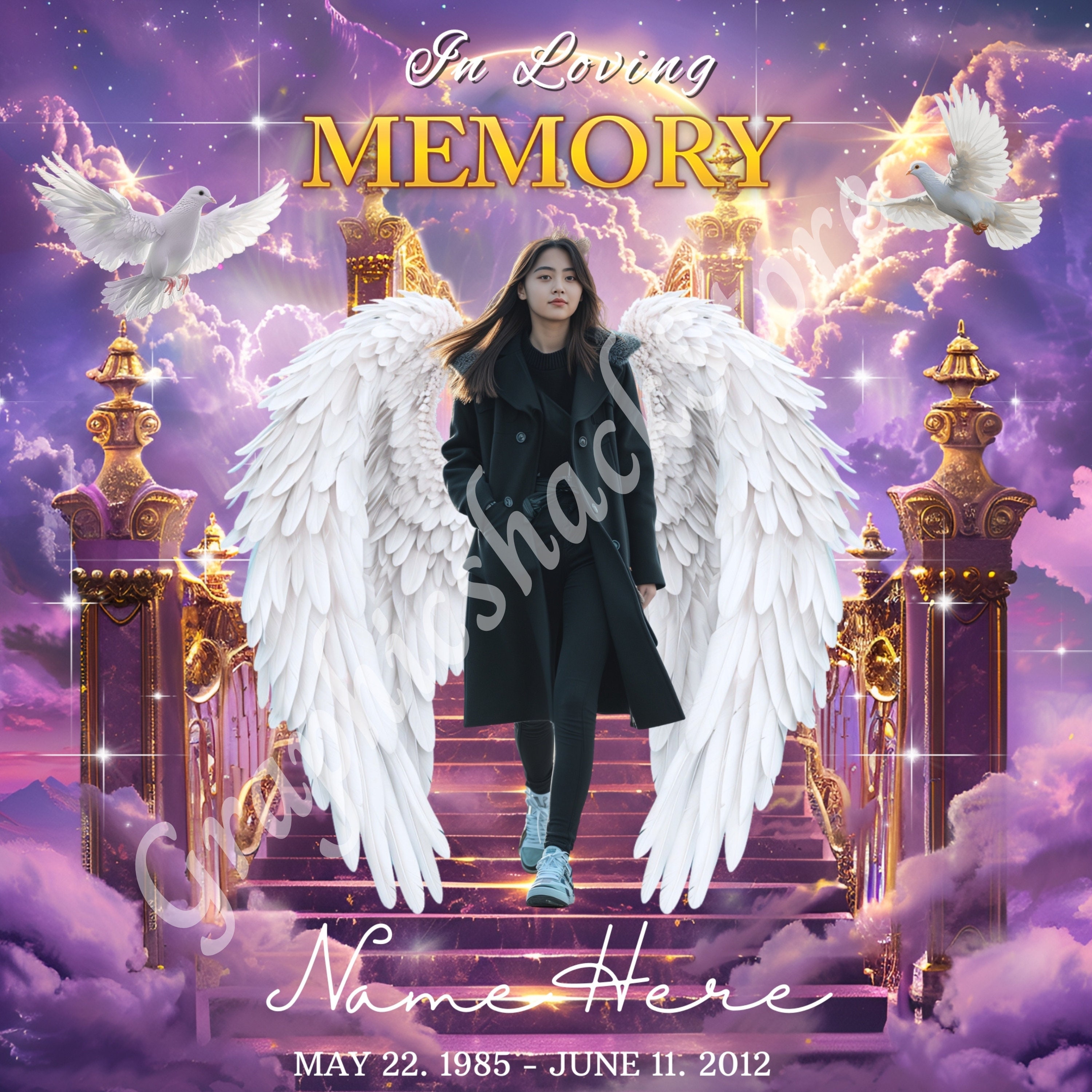 In Loving Memory Background PNG, Purple & White Stars to Heaven ...