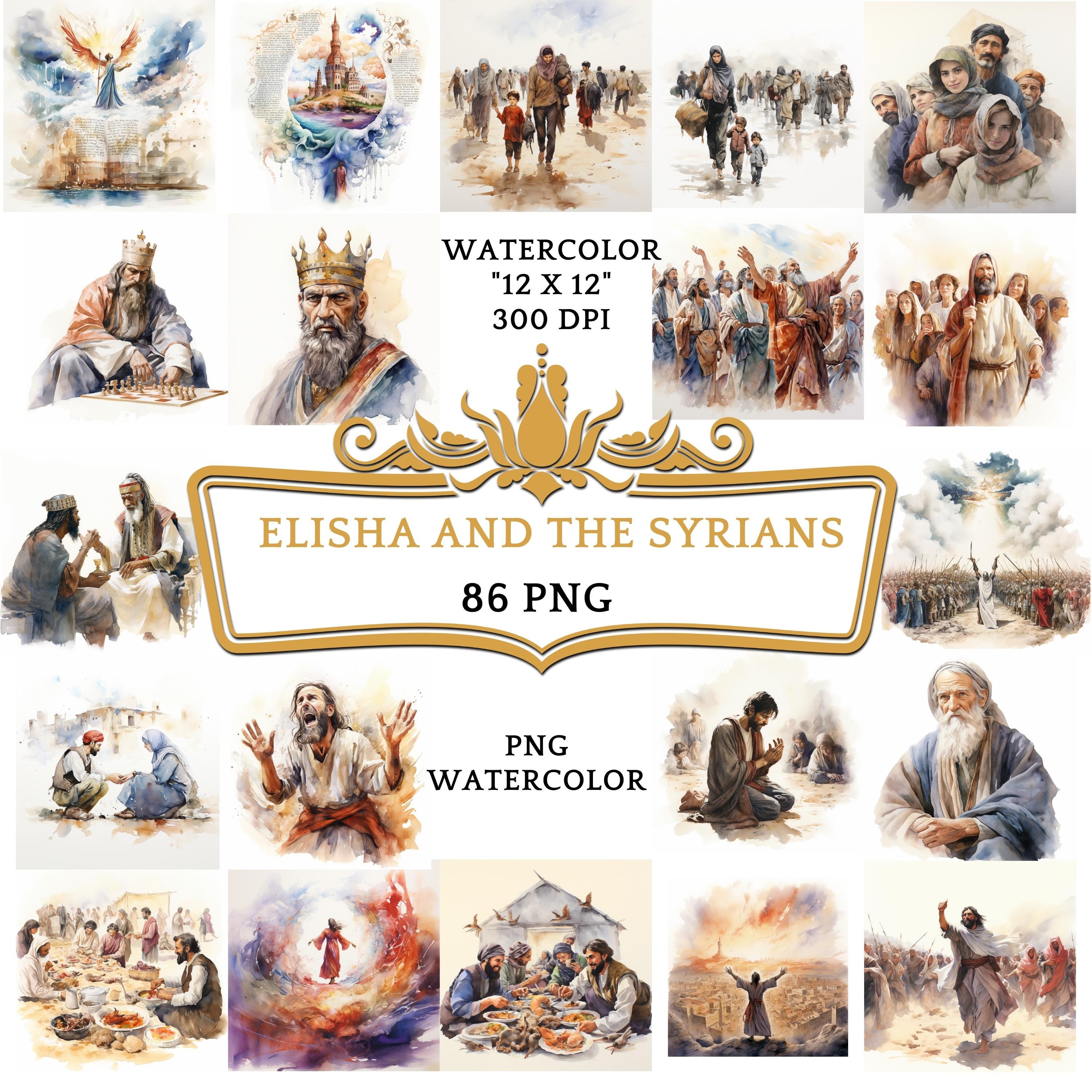 86 PNG Watercolor Elisha and the Syrians Clip Art Christian Religious ...
