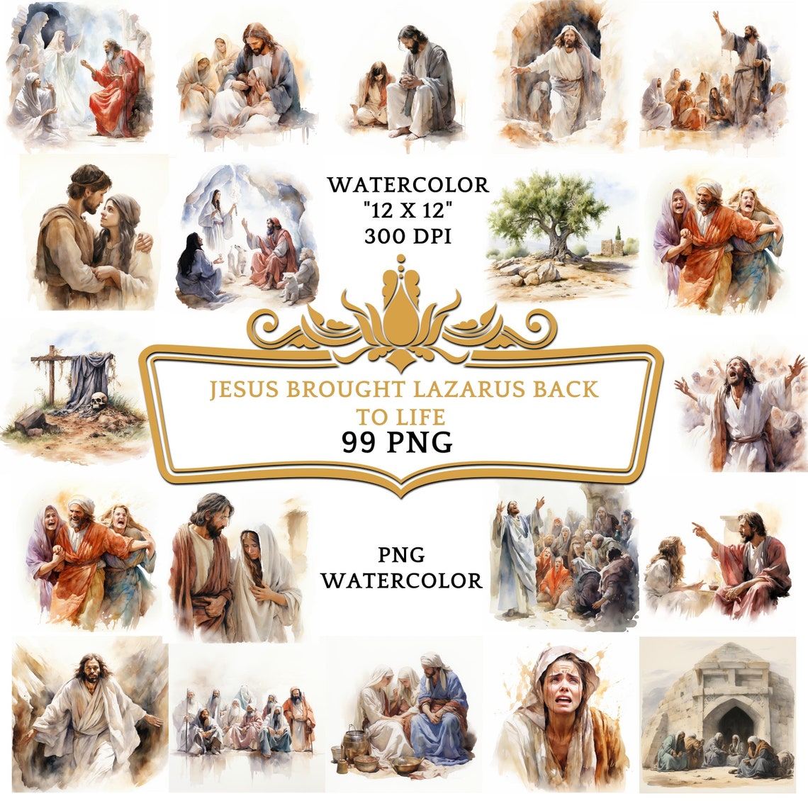 99 Watercolor Jesus Brought Lazarus Back to Life Clipart, Christian ...