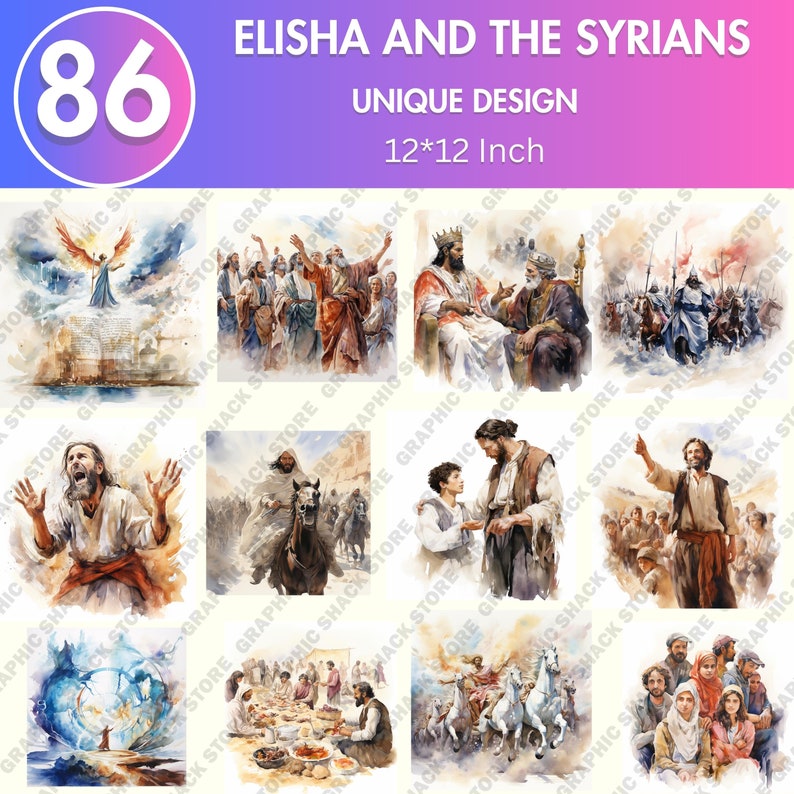86 PNG Watercolor Elisha and the Syrians Clip Art Christian Religious ...