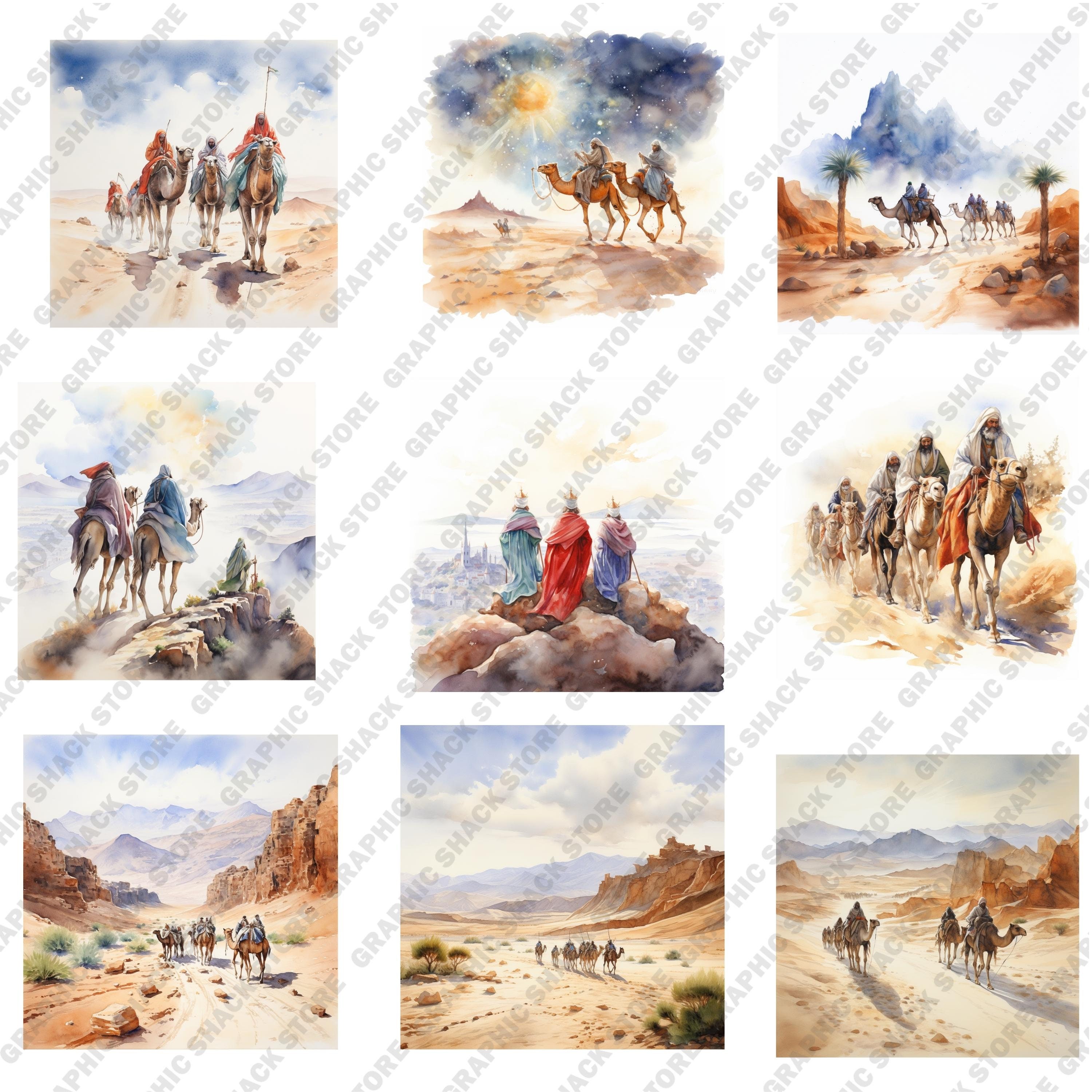 75 Watercolor Three Wise Men Clipart Christian Religious Bible Based ...