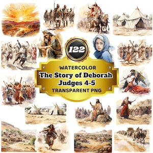122 Watercolor Cliparts of the Story of Deborah - Judges 4-5 ...