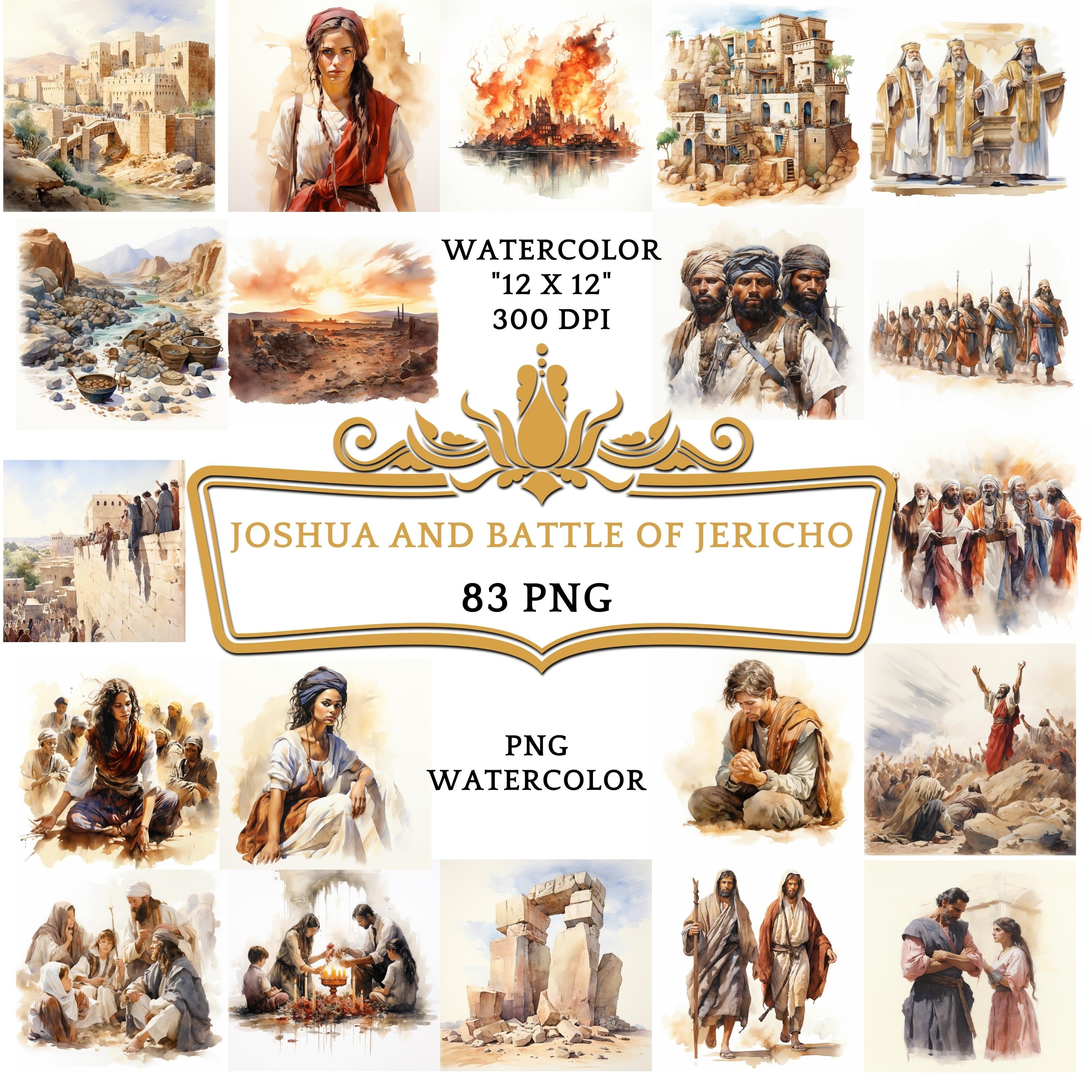 83 Watercolor Joshua and Battle of Jericho Clip Art | Christian ...