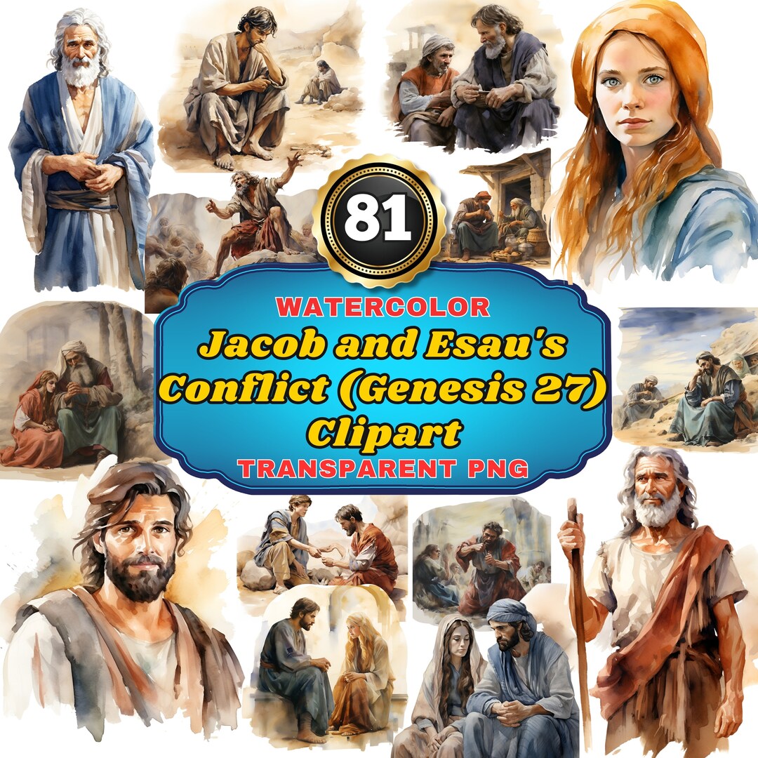 81 Watercolor Jacob and Esau's Conflict (genesis 27) PNG Clipart ...
