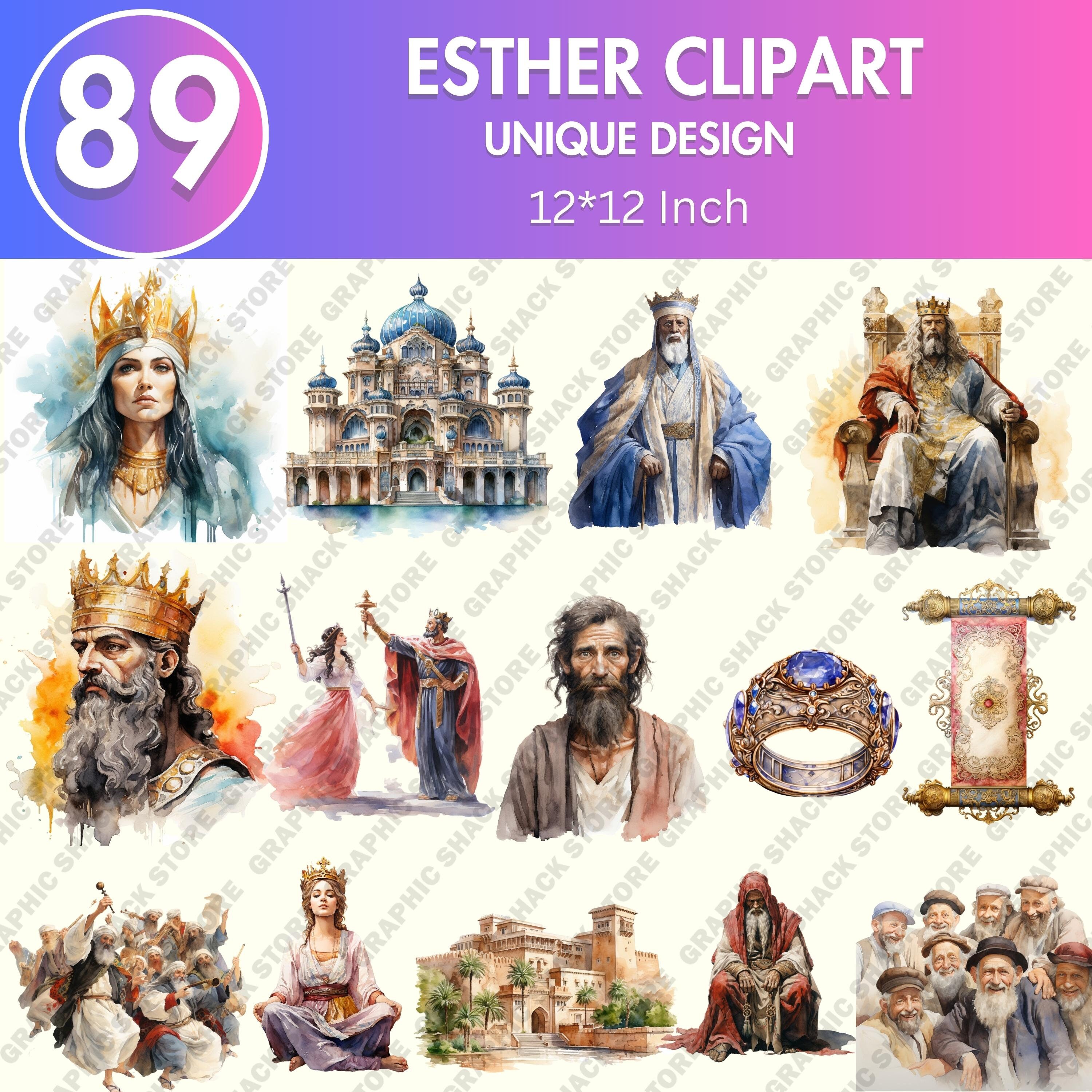 89 PNG Watercolor Esther Clip Art | Christian Religious Bible Based ...