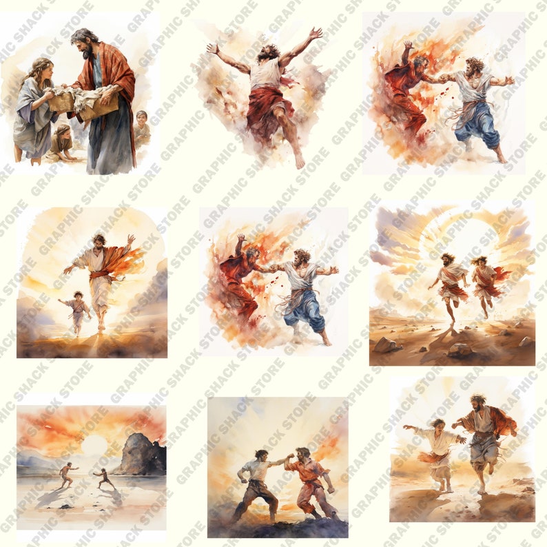 59 PNG Watercolor Jacob Wrestle With God Clip Art Christian Religious ...
