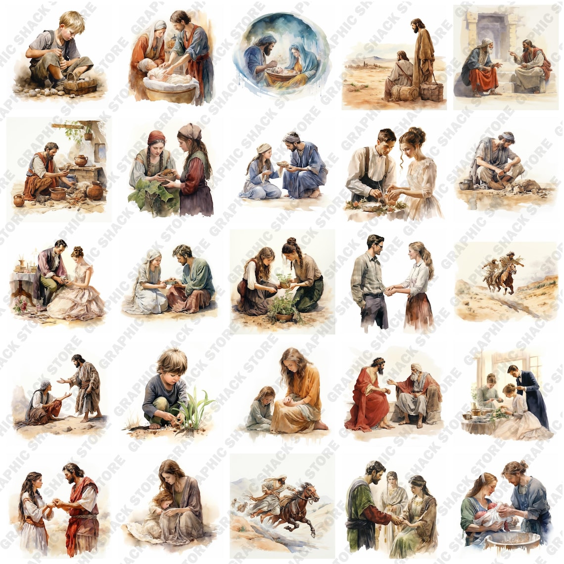 154 Watercolor Cliparts of Jacob, Leah, and Rachel Genesis 29-30 ...