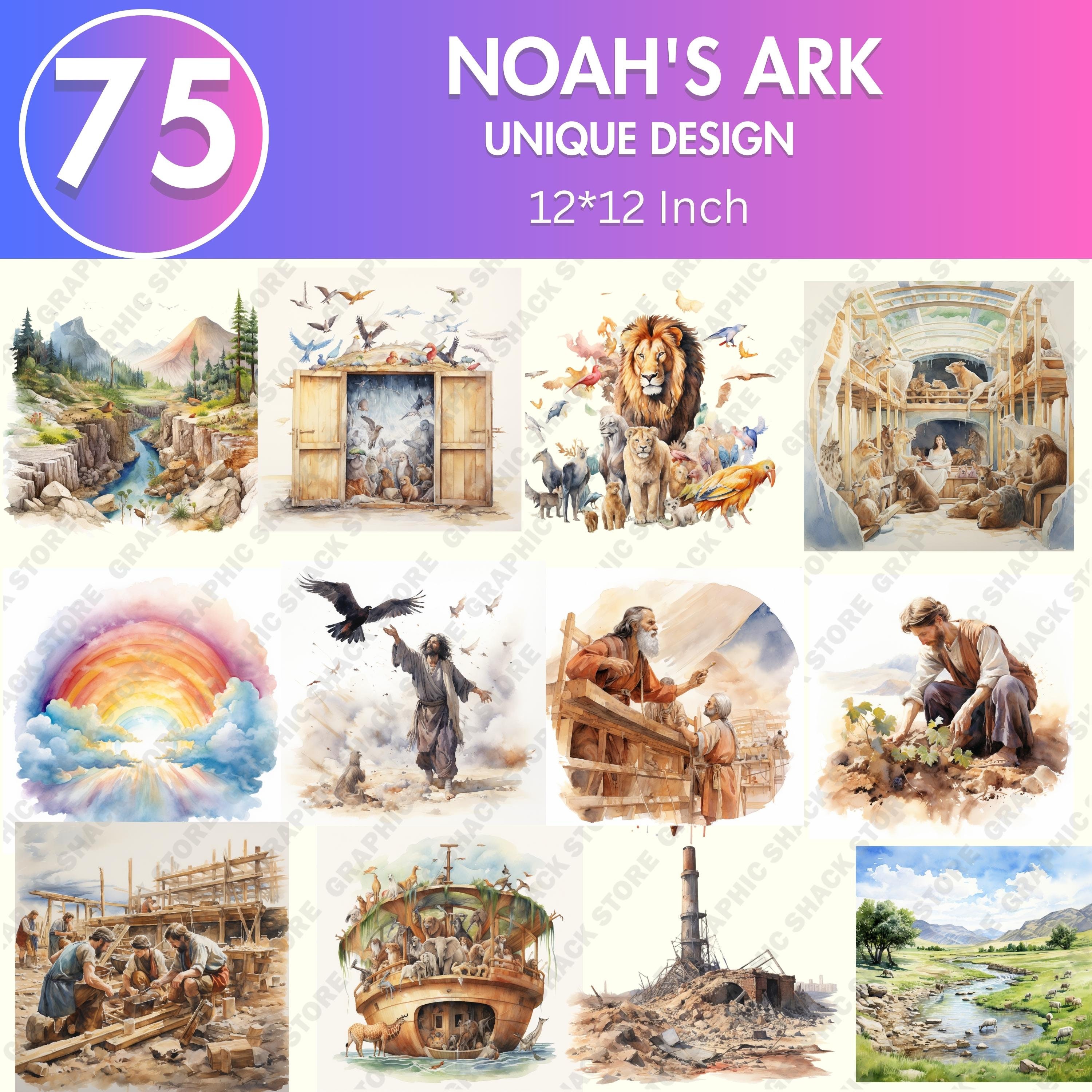 75 PNG Watercolor Noah's Ark Clip Art Christian Religious Bible Based ...