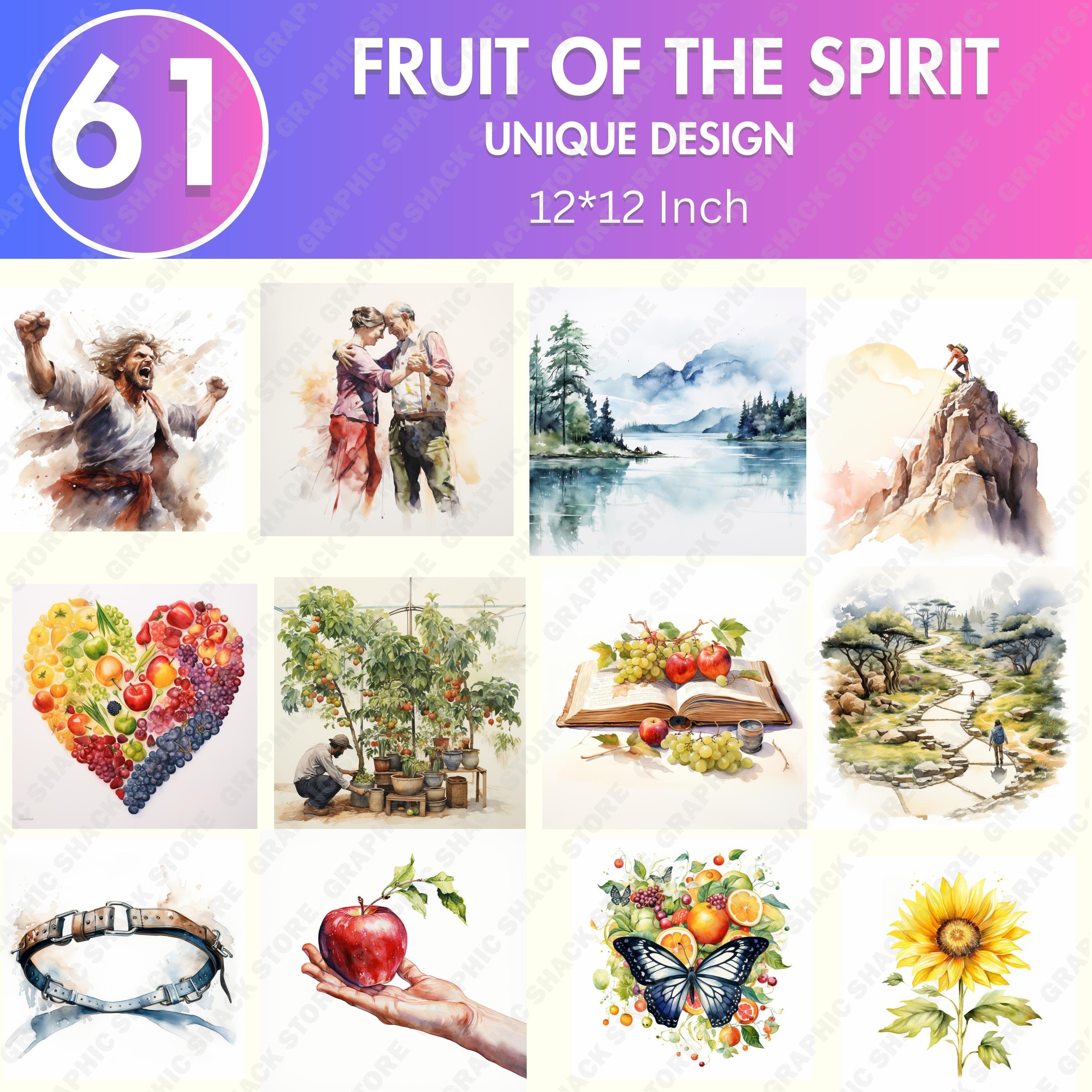 61 Watercolor Fruit of the Spirit Clipart Christian Religious Bible ...