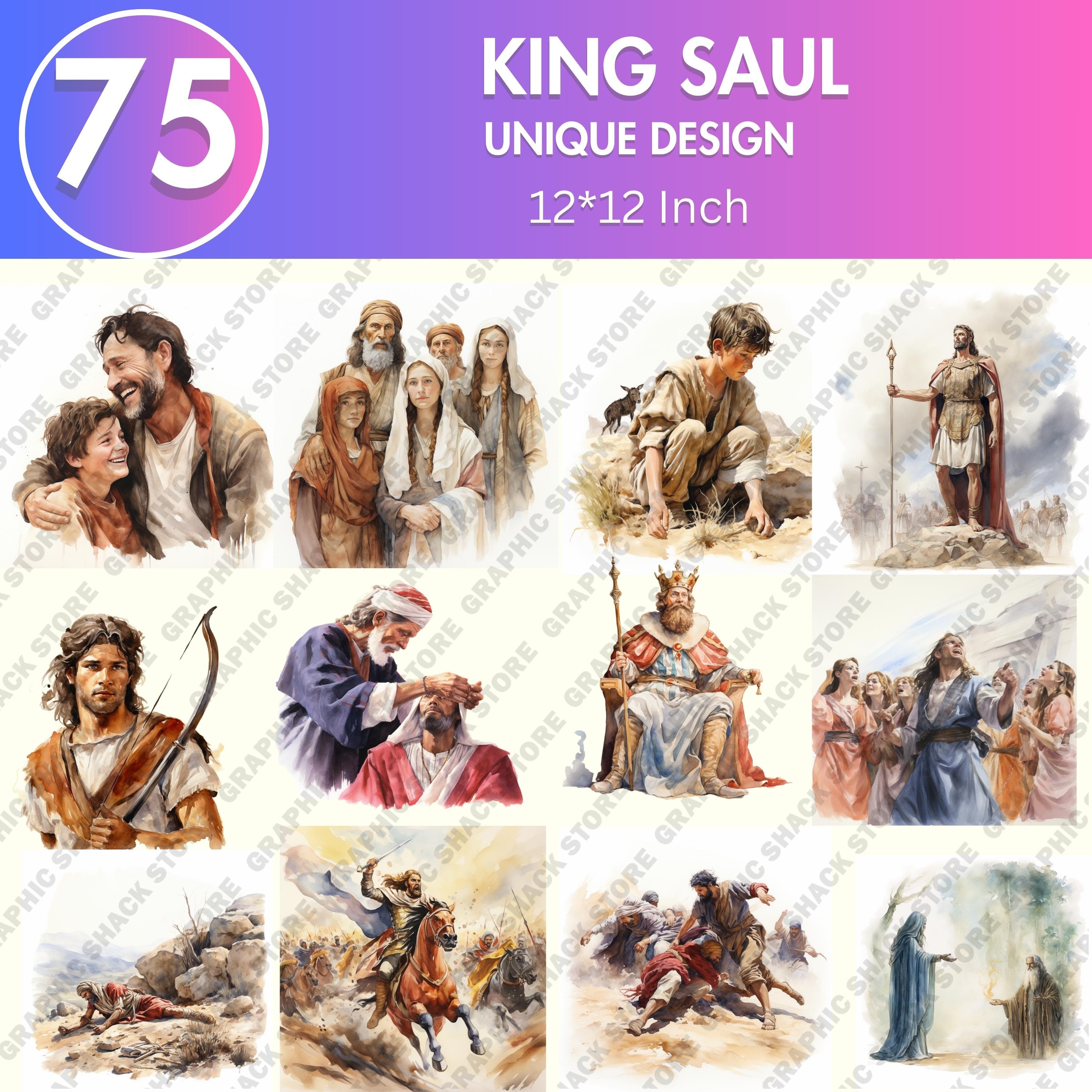 75 Watercolor King Saul Clip Art Christian Religious Bible Based Story ...