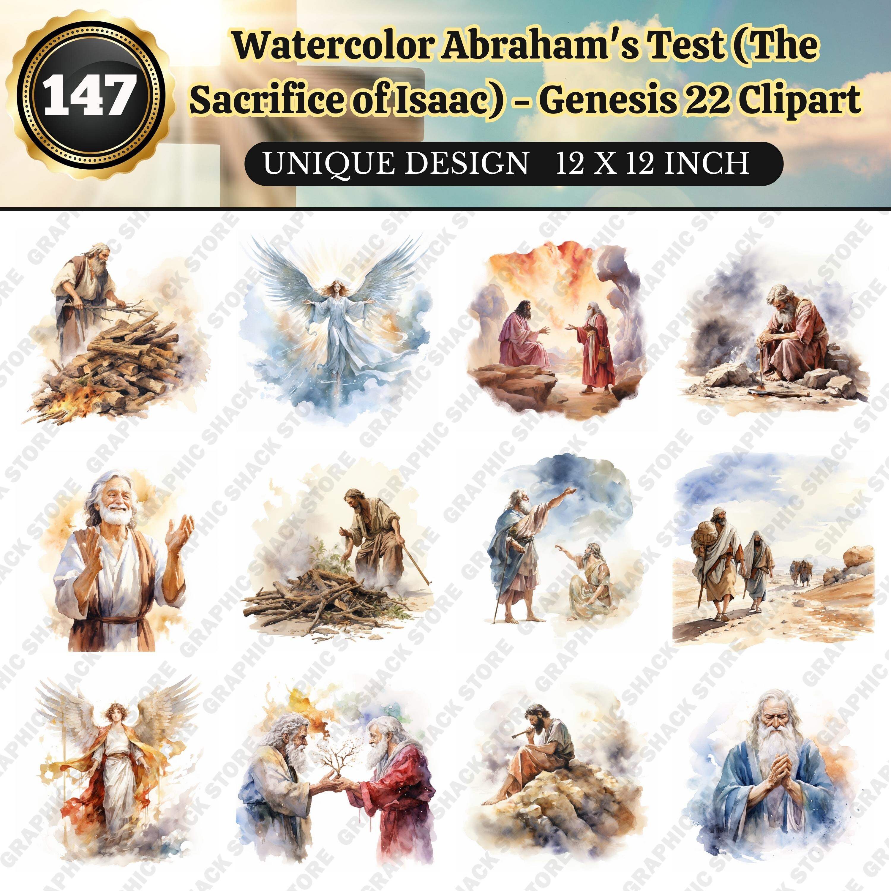 147 Watercolor Cliparts of Abraham's Test - the Sacrifice of Isaac ...