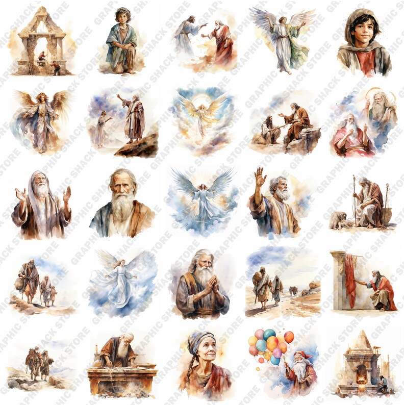 147 Watercolor Cliparts of Abraham's Test - the Sacrifice of Isaac ...