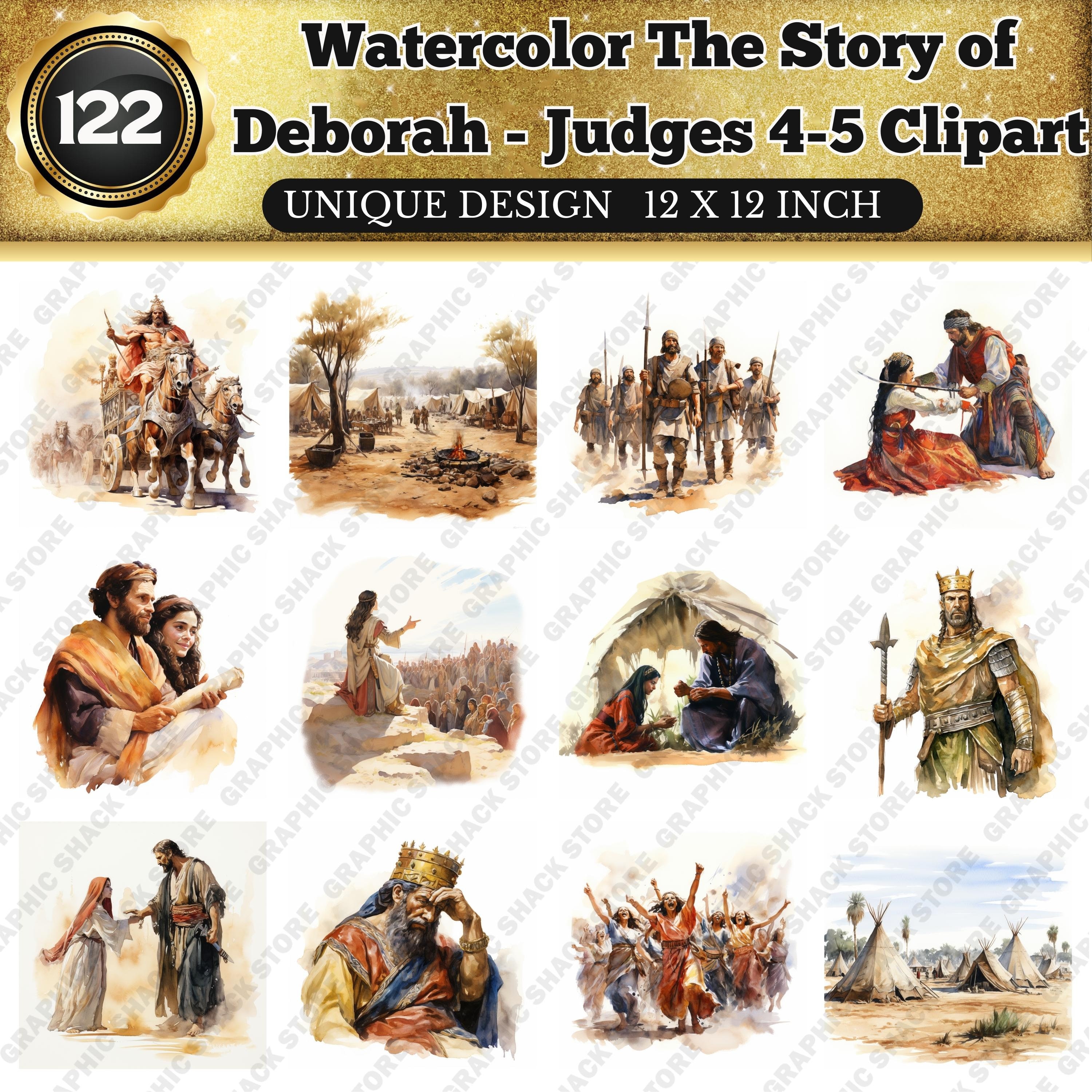 122 Watercolor Cliparts of the Story of Deborah - Judges 4-5 ...