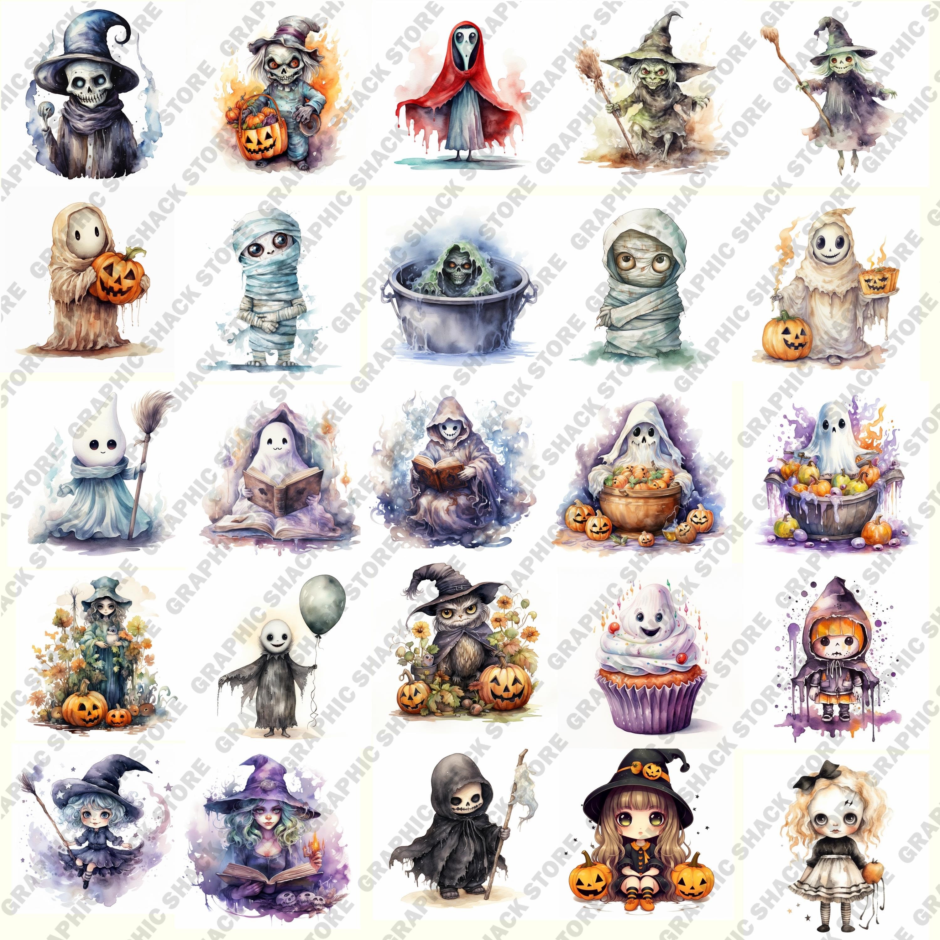 52 Halloween Cute Ghost Clip Art PNG Bundle Cartoon Ghost - Etsy