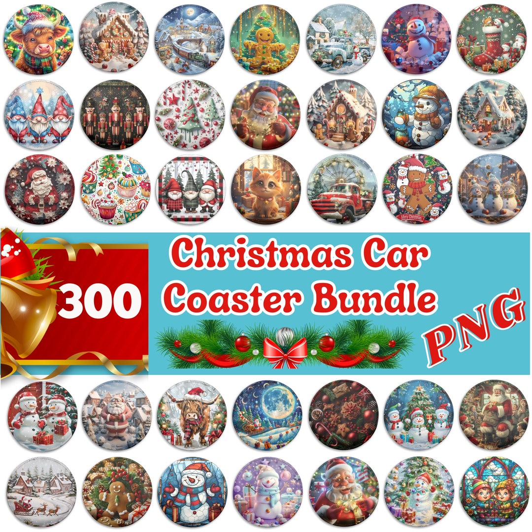 300x Christmas Car Coaster Designs - Festive Bundle for Sublimation ...