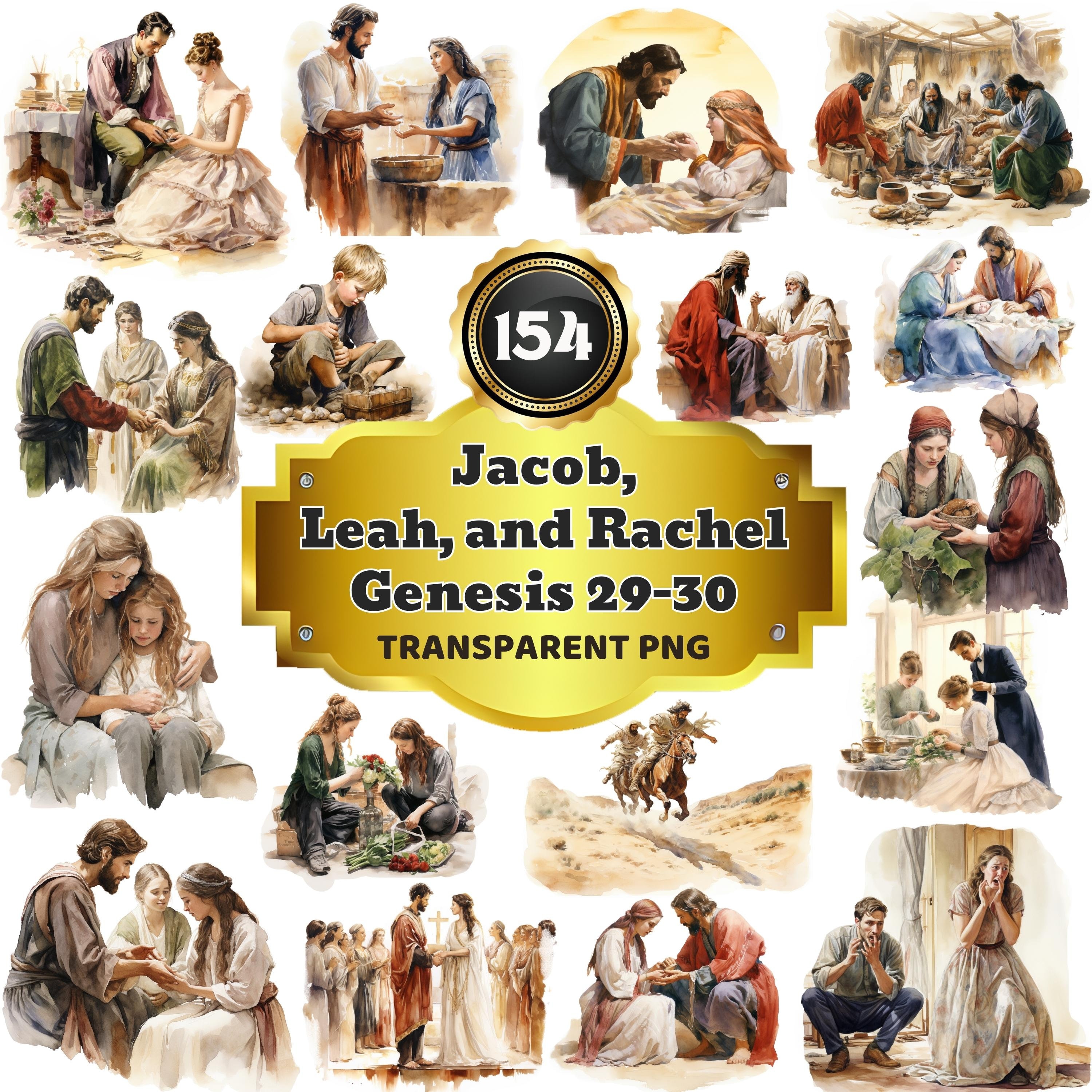 154 Watercolor Cliparts of Jacob, Leah, and Rachel - Genesis 29-30 ...
