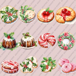 111 Watercolor Christmas Cookie Clipart:100+ Premium PNG Files ...