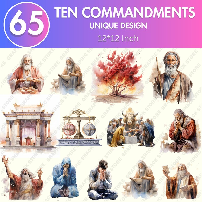 65 PNG Watercolor Ten Commandments Clip Art | Christian Religious Bible ...